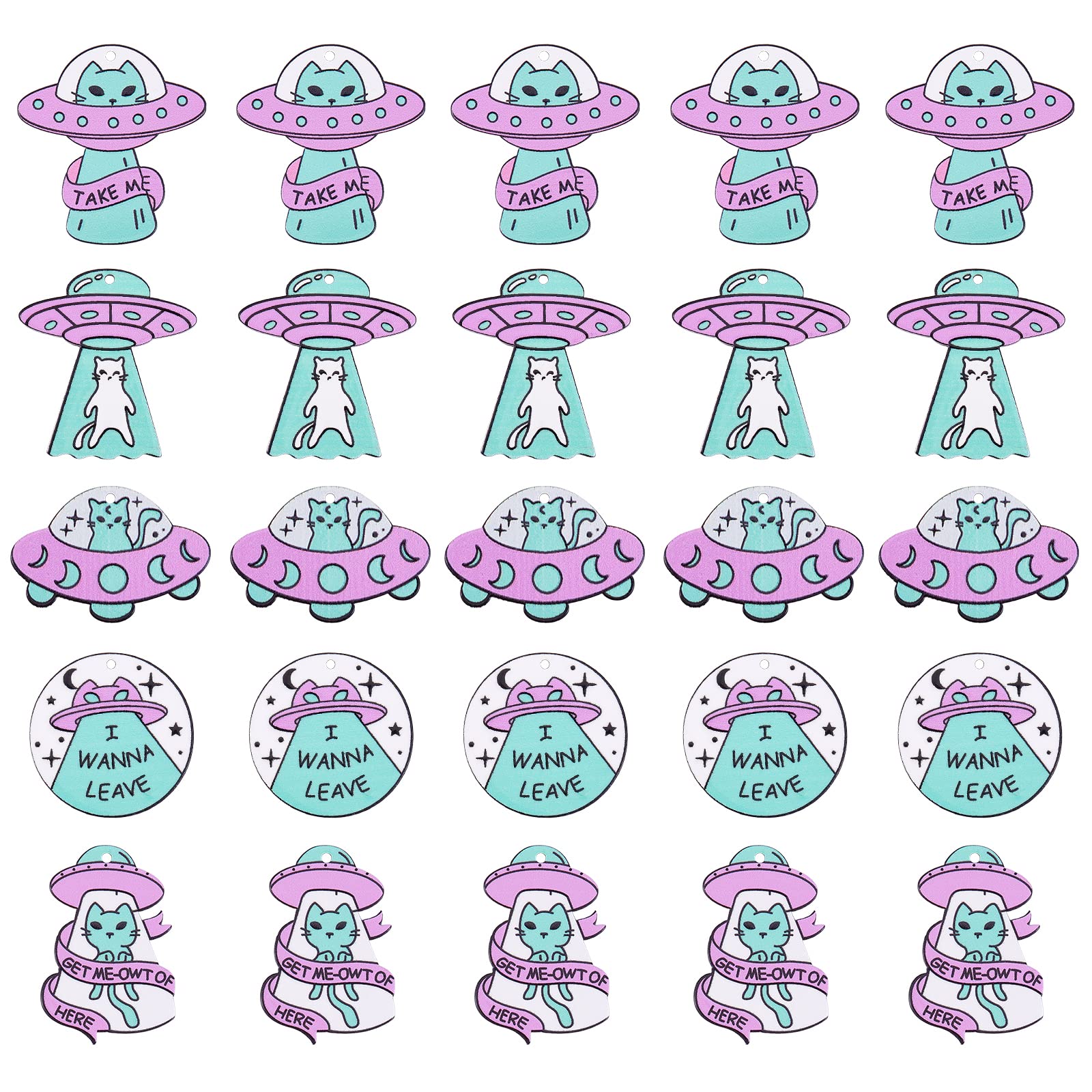 Amazon.com: COGCHARGER 25 Pieces Alien Charms Pendant Resin Alien Cat ...