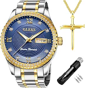 Amazon.com: OLEVS Watches for Men Luxury Diamonds Royal Blue Wrist ...