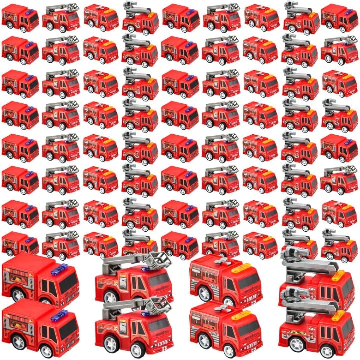 Amazon.com: Conagel 80 Pcs 4 Styles Mini Pullback Fire Truck Toy Small ...