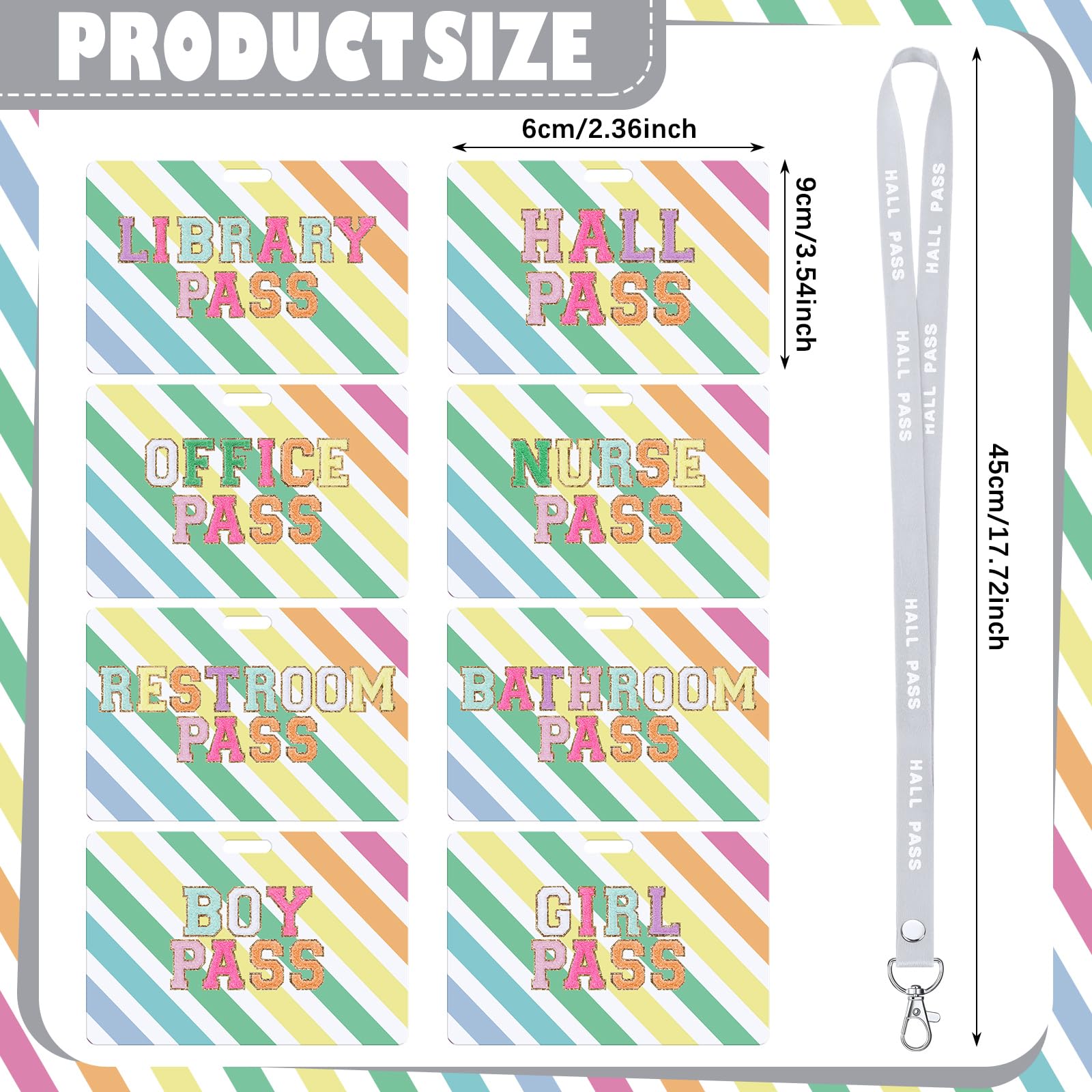 Snapklik.com : 16 Pcs PVC Hall Pass Lanyards Unbreakable Hall Passes ...