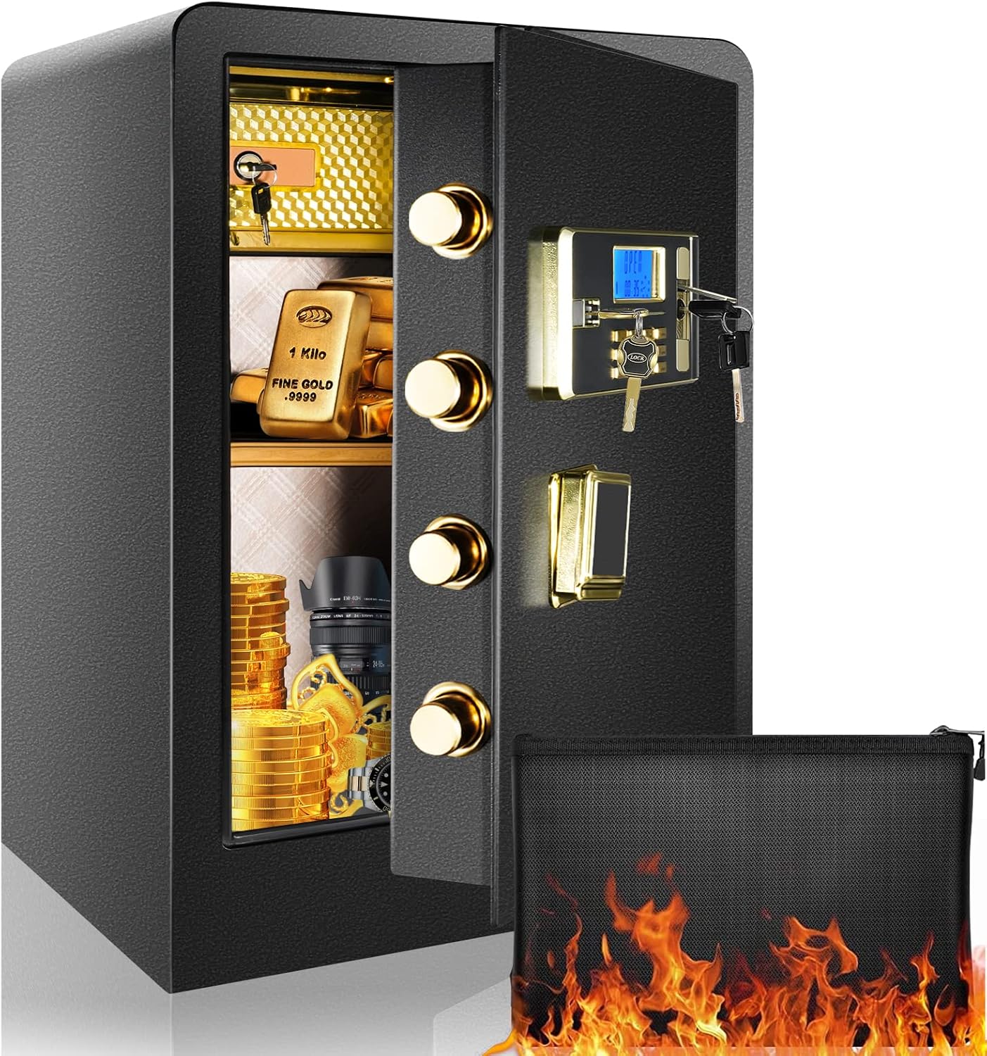 Riddost 3.2 Cub Home Safe Box Fireproof Waterproof, Large Security Safe ...