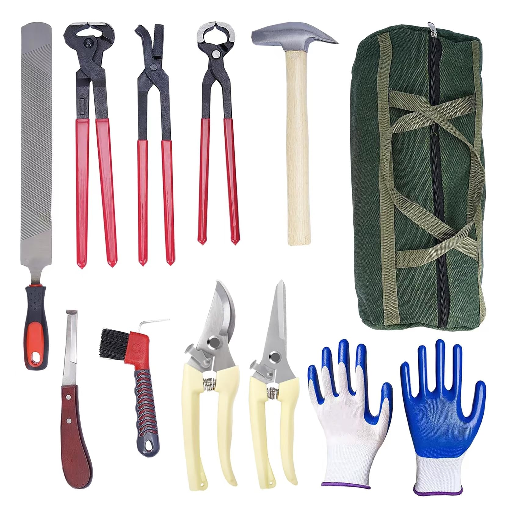 Amazon.com : 1112 Temp 11pcs Farrier Tools Farrier kit Horse shoeing ...