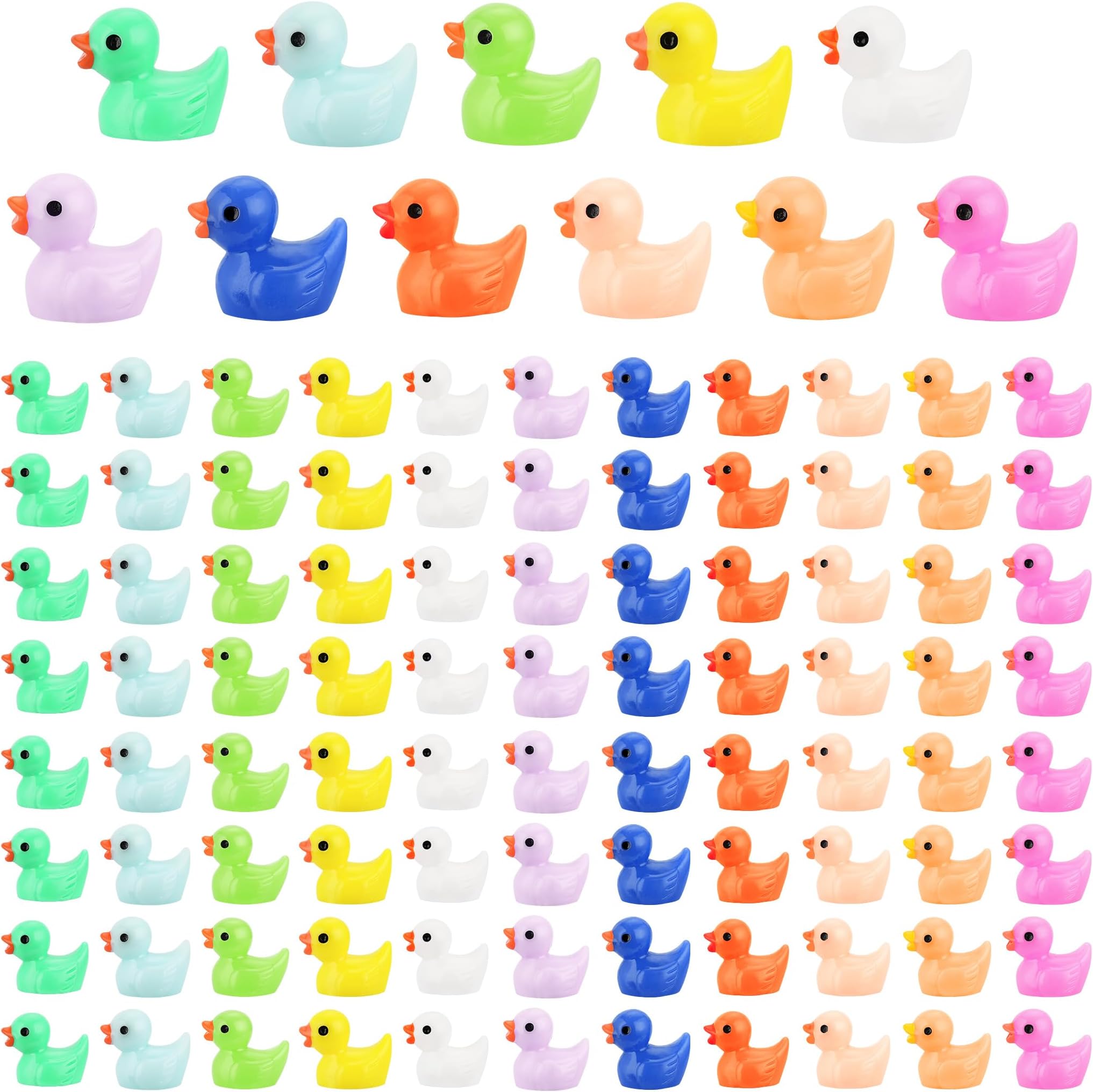 Amazon.com: UUYYEO 100 Pcs Mini Glow in The Dark Ducks Tiny Resin Ducks ...