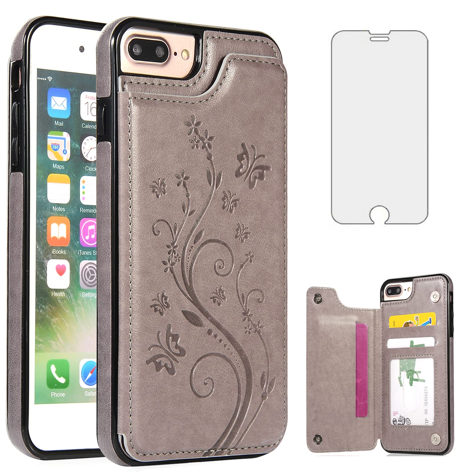 Amazon.com: Phone Case for iPhone 7plus 8plus 7/8 Plus with Tempered ...