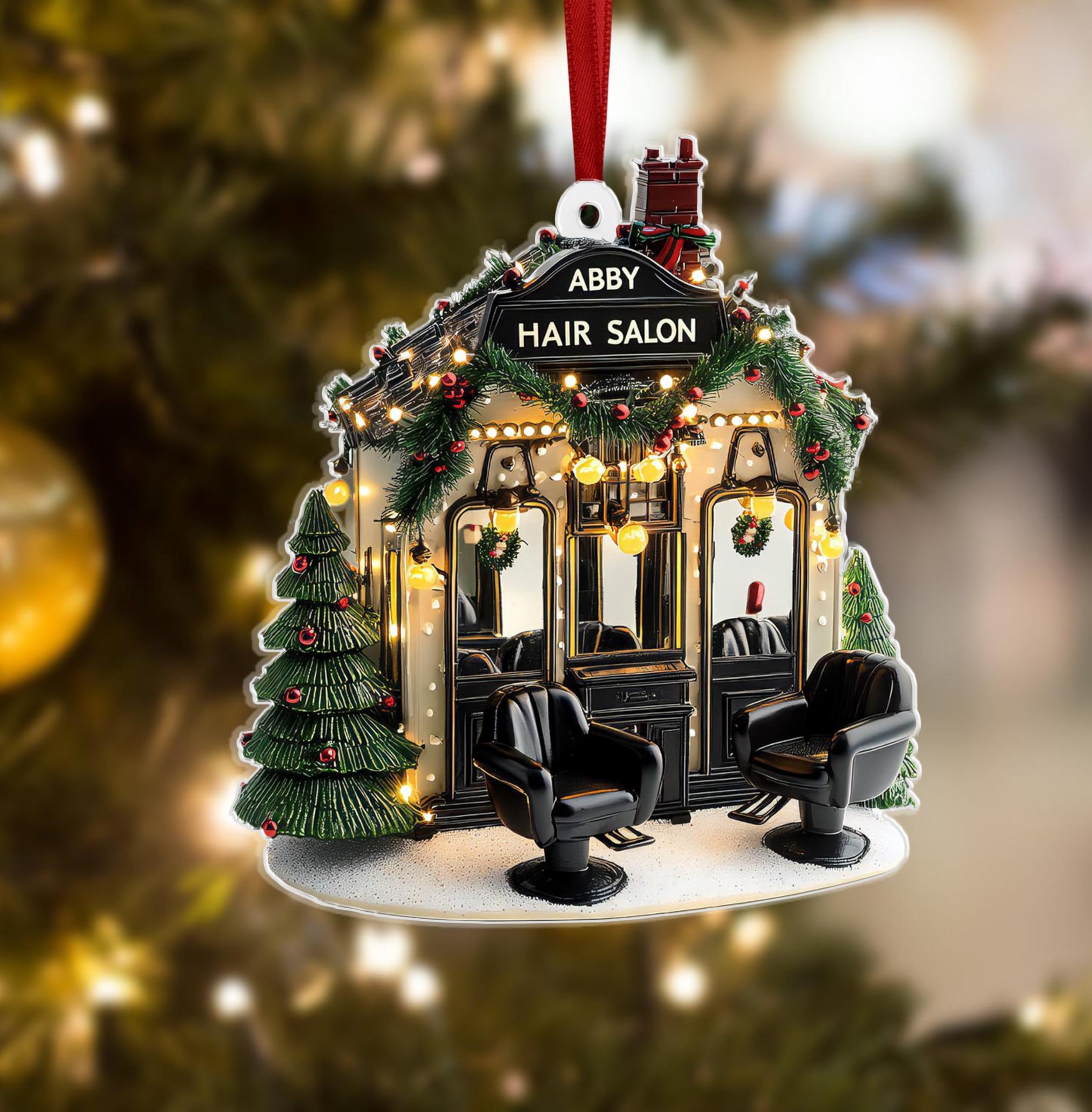 Amazon.com: Personalized Hair Salon 2D Flat Acrylic Ornament, Hair ...