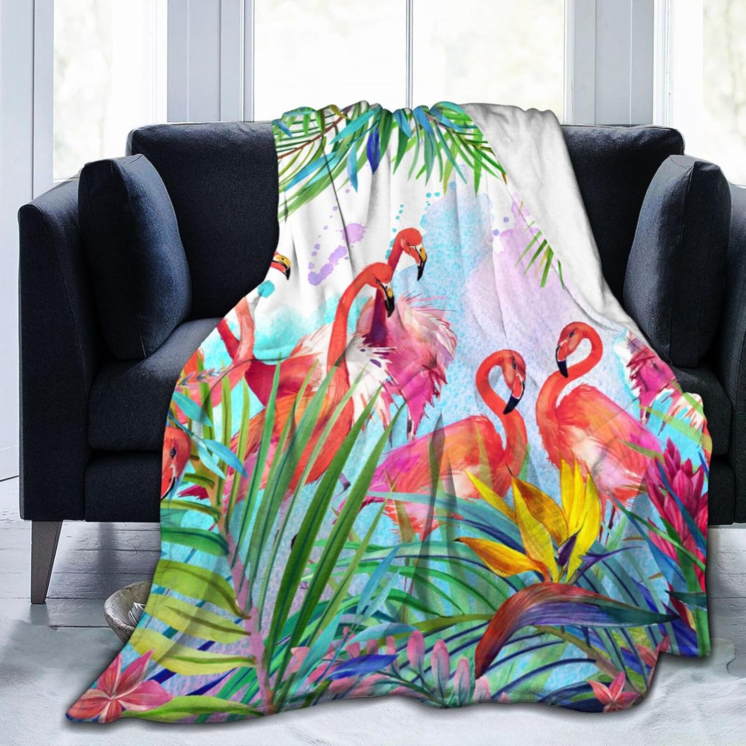 Amazon.com: Flamingo Tropical Forest Cute Blanket, Soft Blankets ...