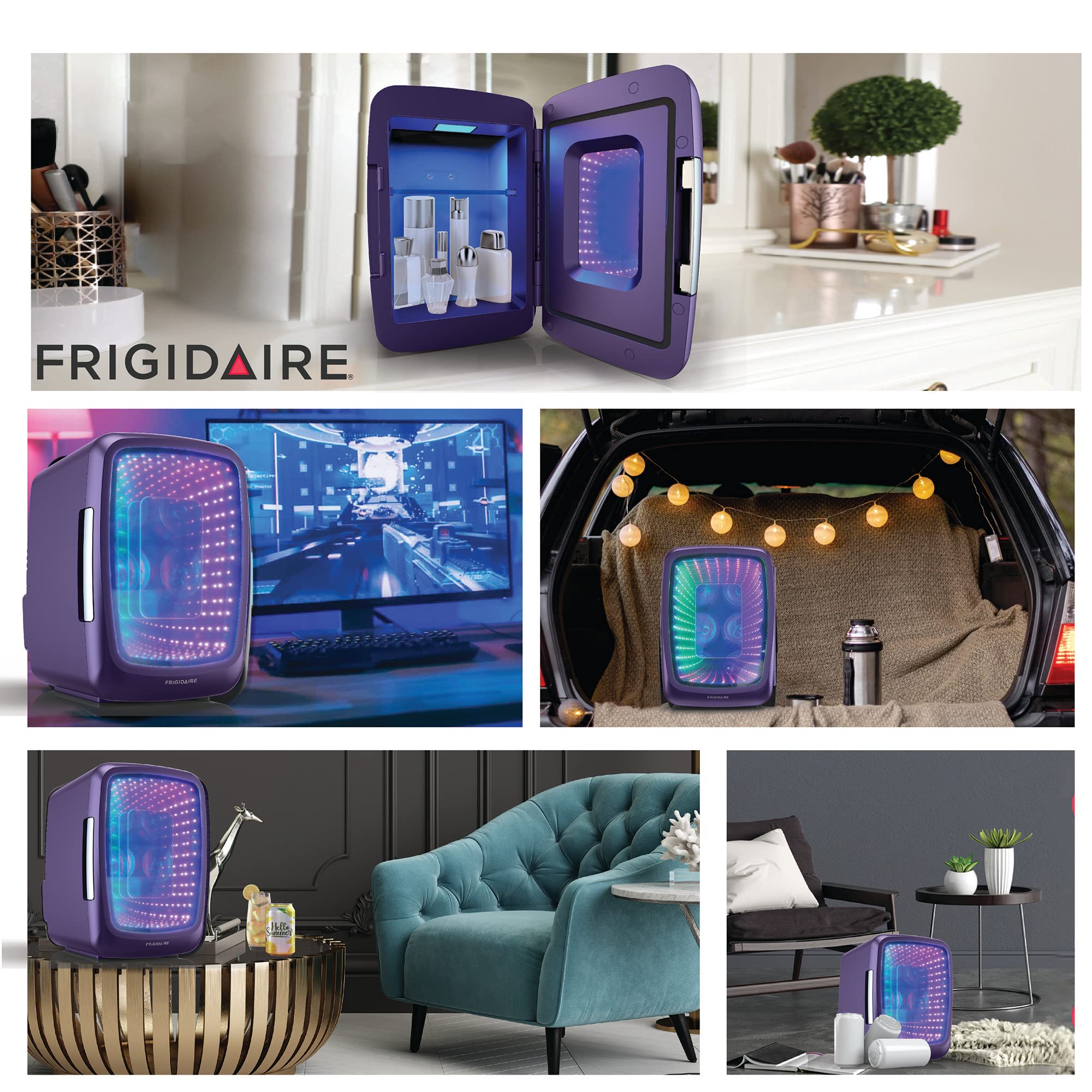 Frigidaire EFMIS179 Gaming Light Up Mini Beverage Refrigerator, Purplehaze