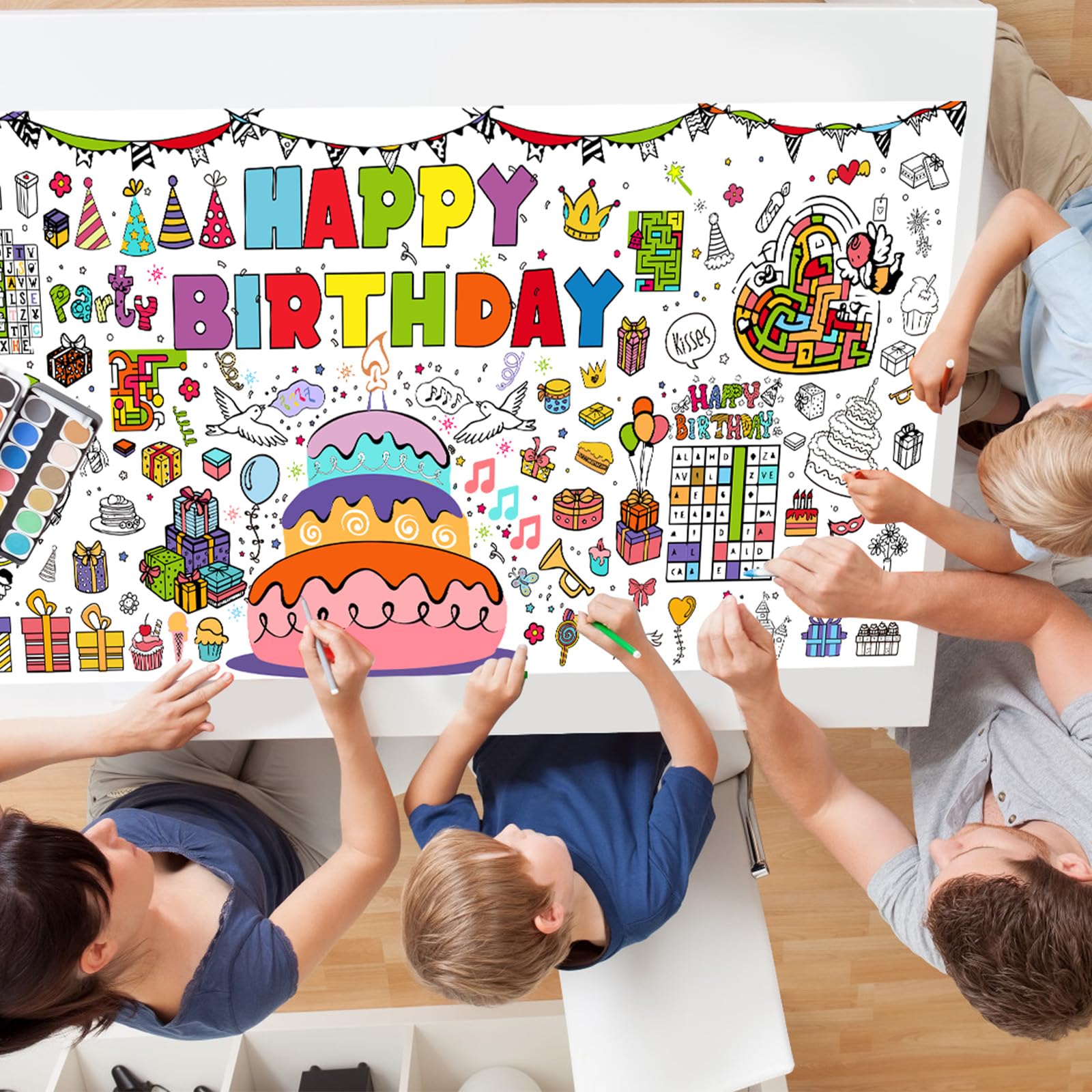 30x72 Inches Happy Birthday Giant Coloring Poster, Drawing Paper ...