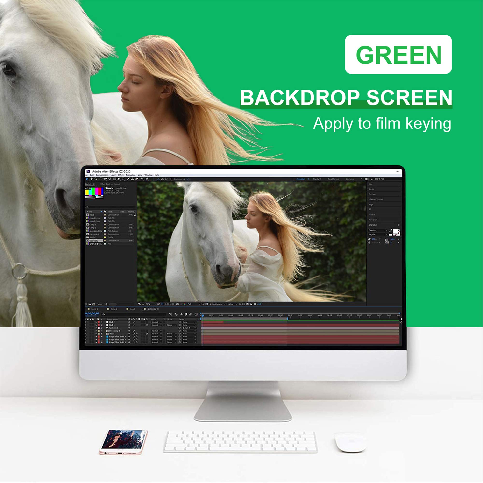 Emart 1.8x2.8M/6x9ft Green Screen Background Photography Backdrop Green ...