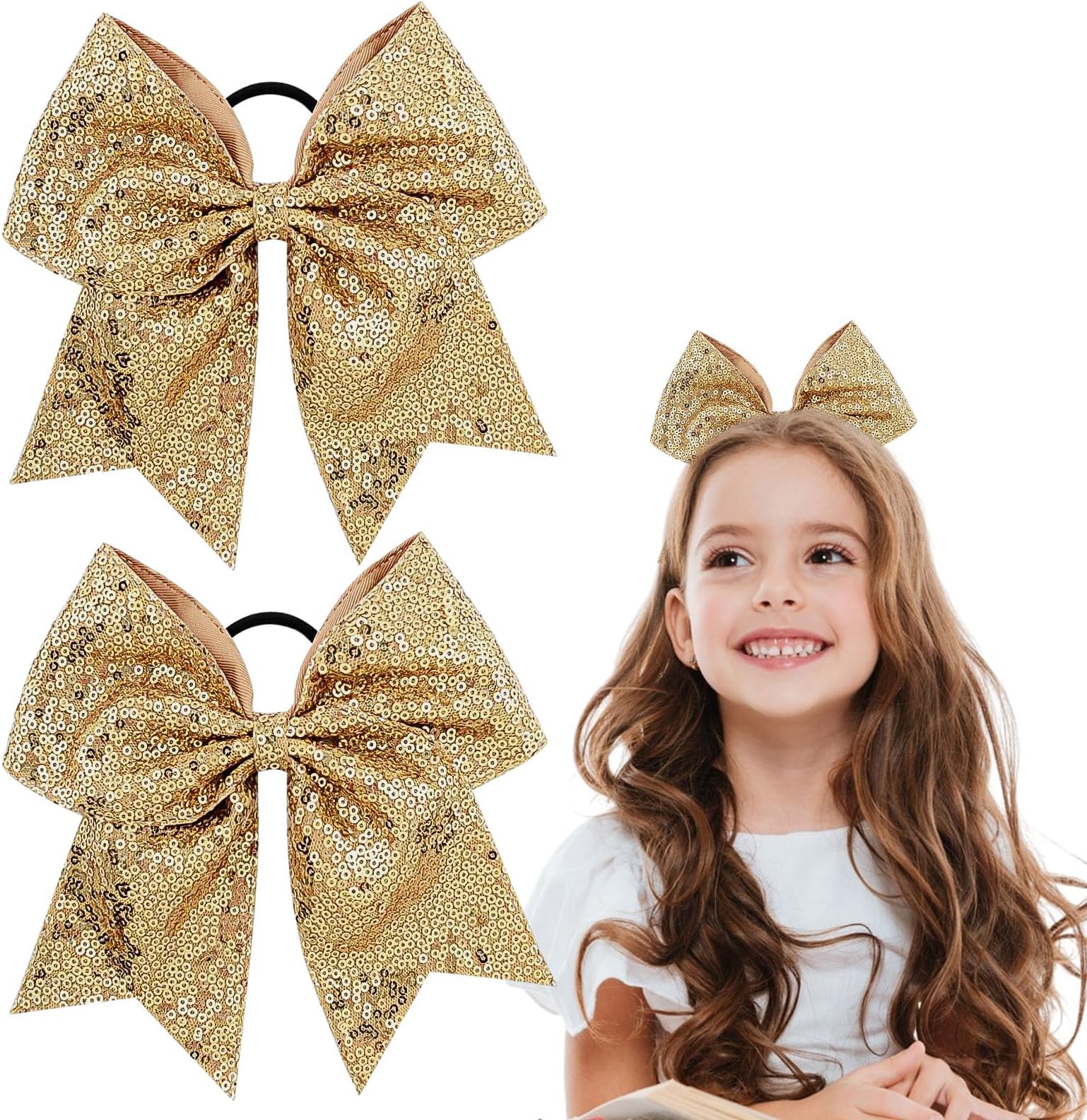 Amazon.com : 6 Packs Cheer Bows 8 Inch Jumbo Cheerleading Hair Bow ...