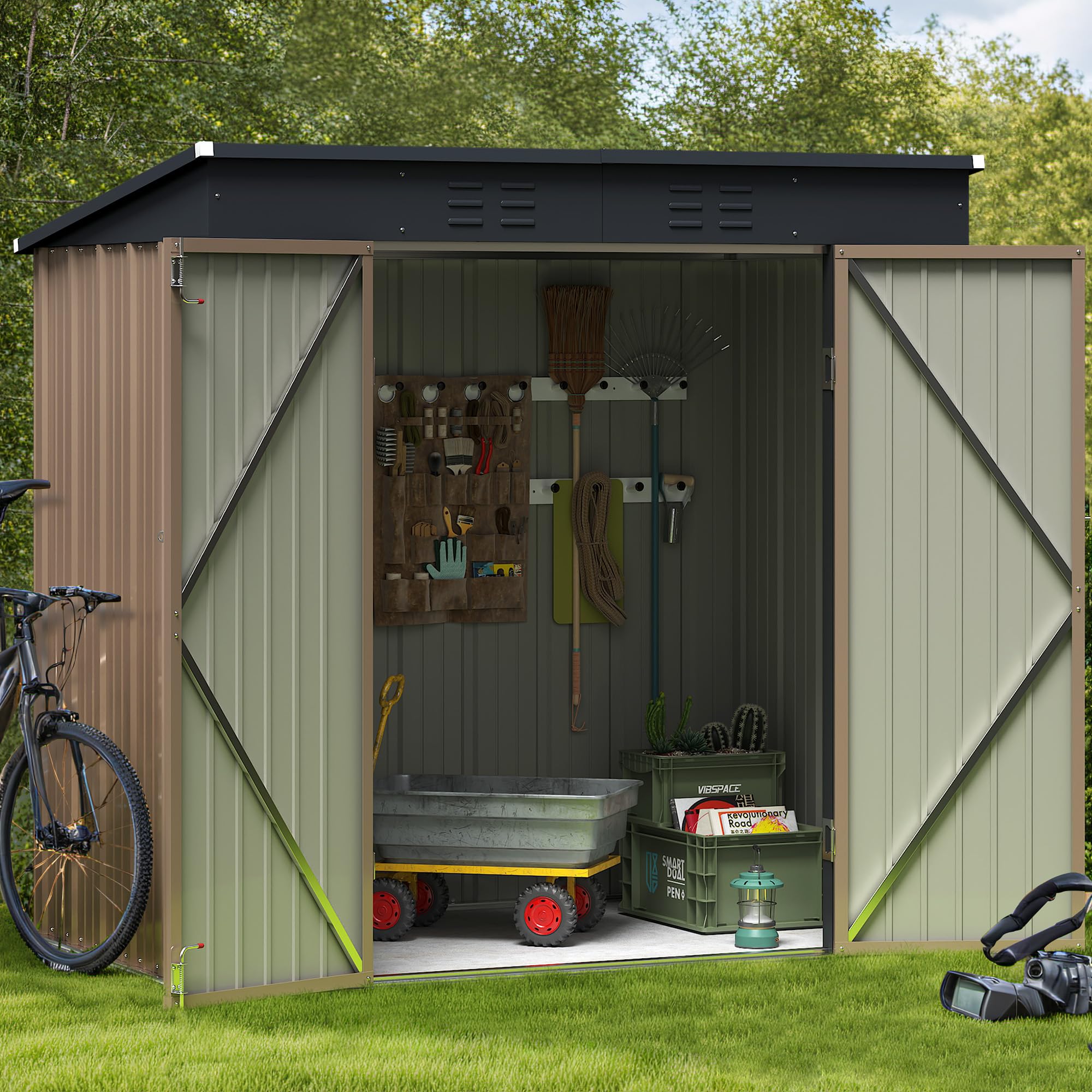 Snapklik.com : Greesum Outdoor Storage Shed All Weather 6FTx4FT Metal ...