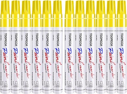 Amazon.com: Yellow Permanent Paint Pens Paint Markers - 12 Pack Oil ...