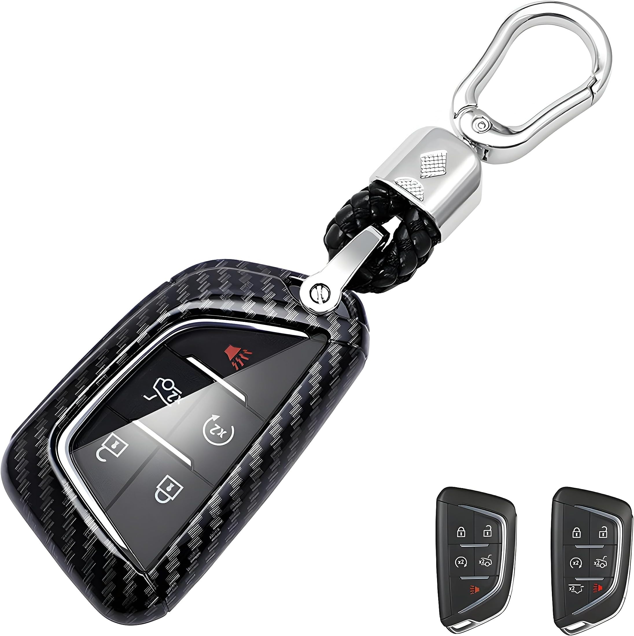 Amazon.com: Hontumax Genuine Leather Key Fob Cover Case 6 Button for ...