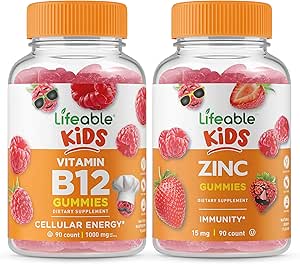 Amazon.com: Lifeable Vitamin B12 Kids + Zinc Kids, Gummies Bundle ...
