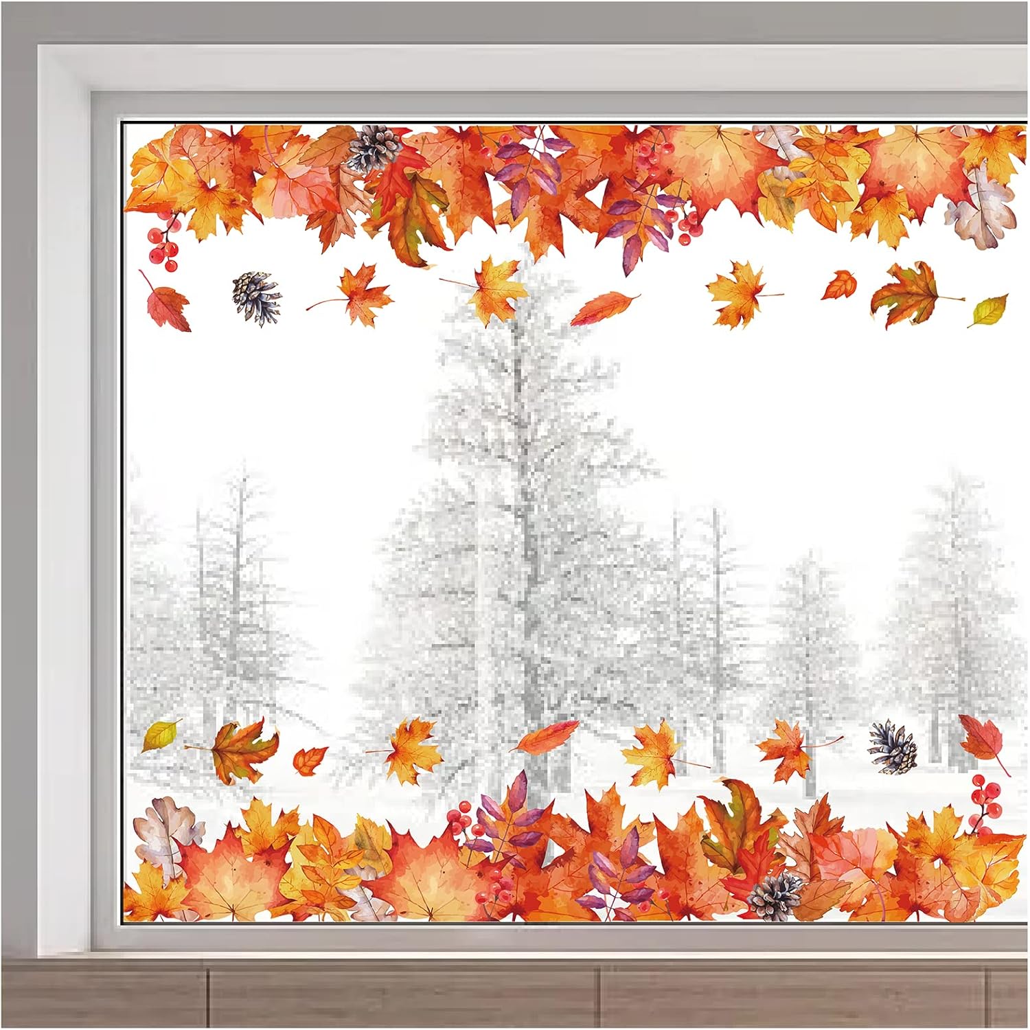 Amazon.com: GORGECRAFT Large Size Fall Leaves Window Clings Transparent ...