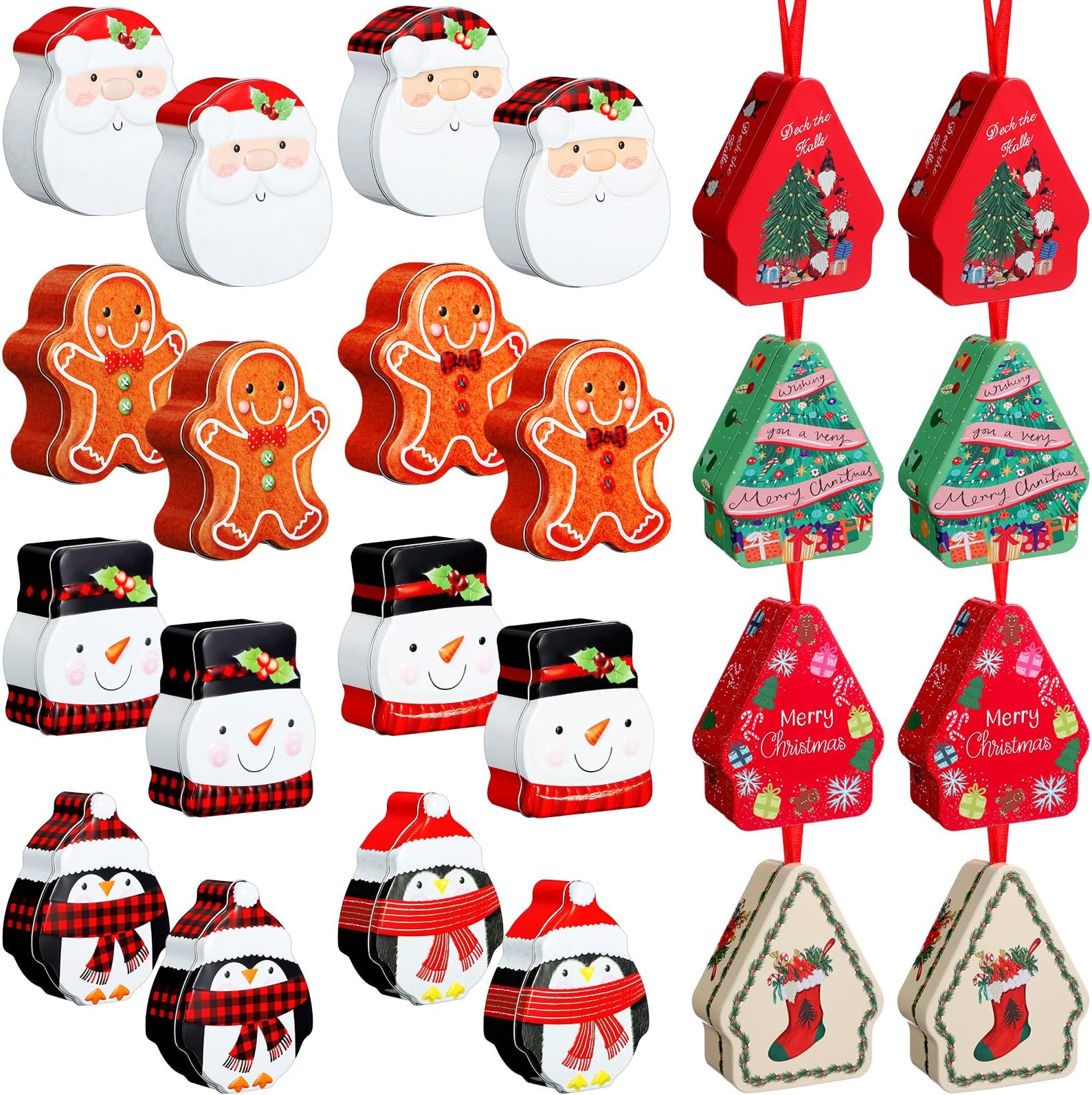 Amazon.com: Yaomiao 20 Pcs Christmas Cookie Tins Xmas Metal Cookie Tins ...