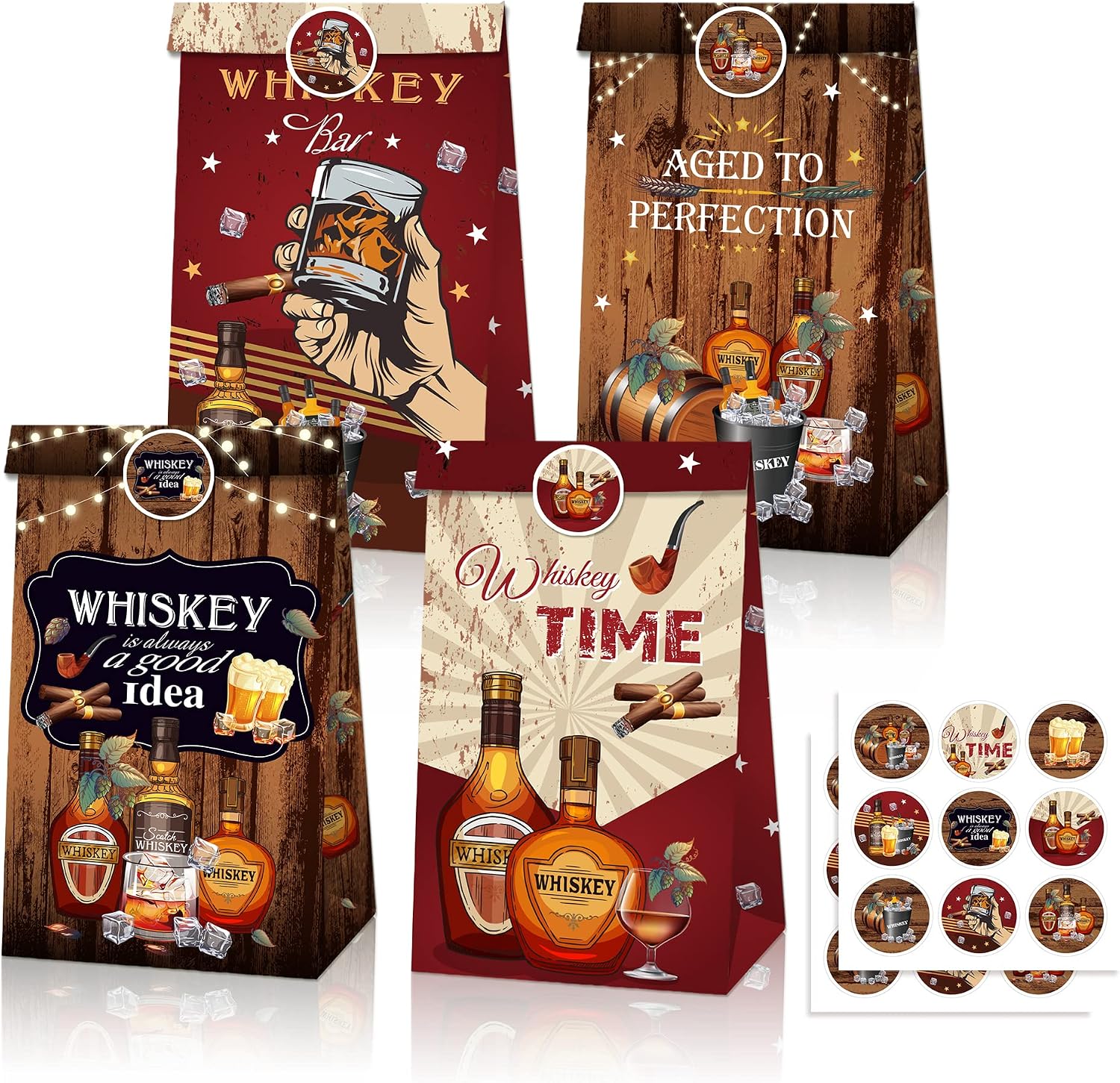 Amazon.com: NA 12PCS Whiskey Theme Party Bags Spirits Liquor Pipe Gift ...