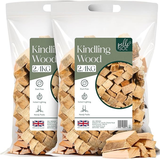 Pelle & Sol Kindling Wood 2 Pack x 2.4 Kg (4.8 Kg Total) – Kiln Dried ...