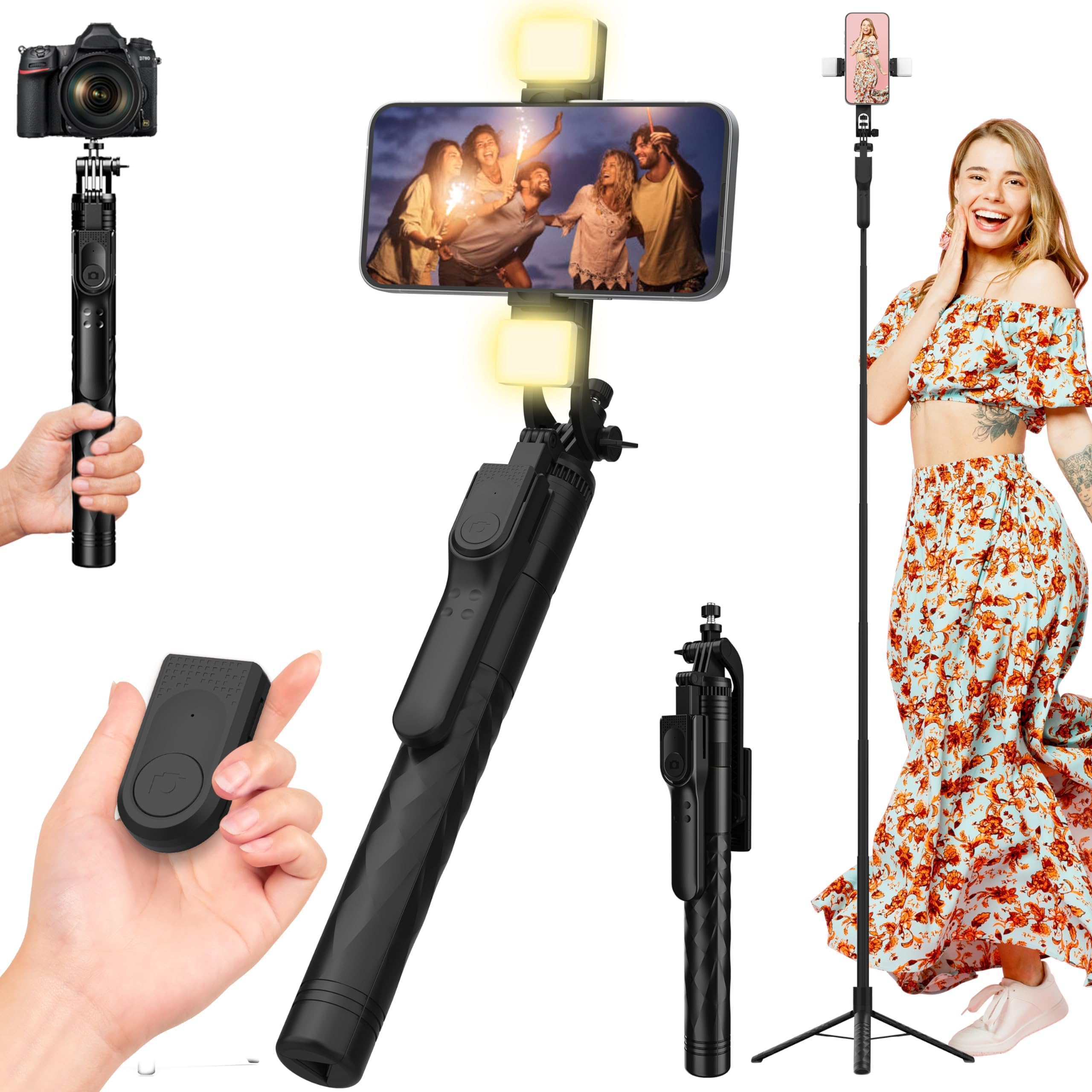 EUCOS 62" Tripod for iPhone, Newest Selfie Stick Tripod with Remote & Lightweight Phone Tripod ...