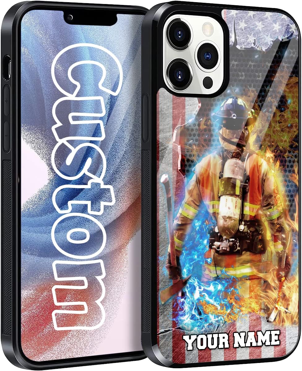 Amazon.com: Personalized Firefighter Gifts Firefighter America Flag ...