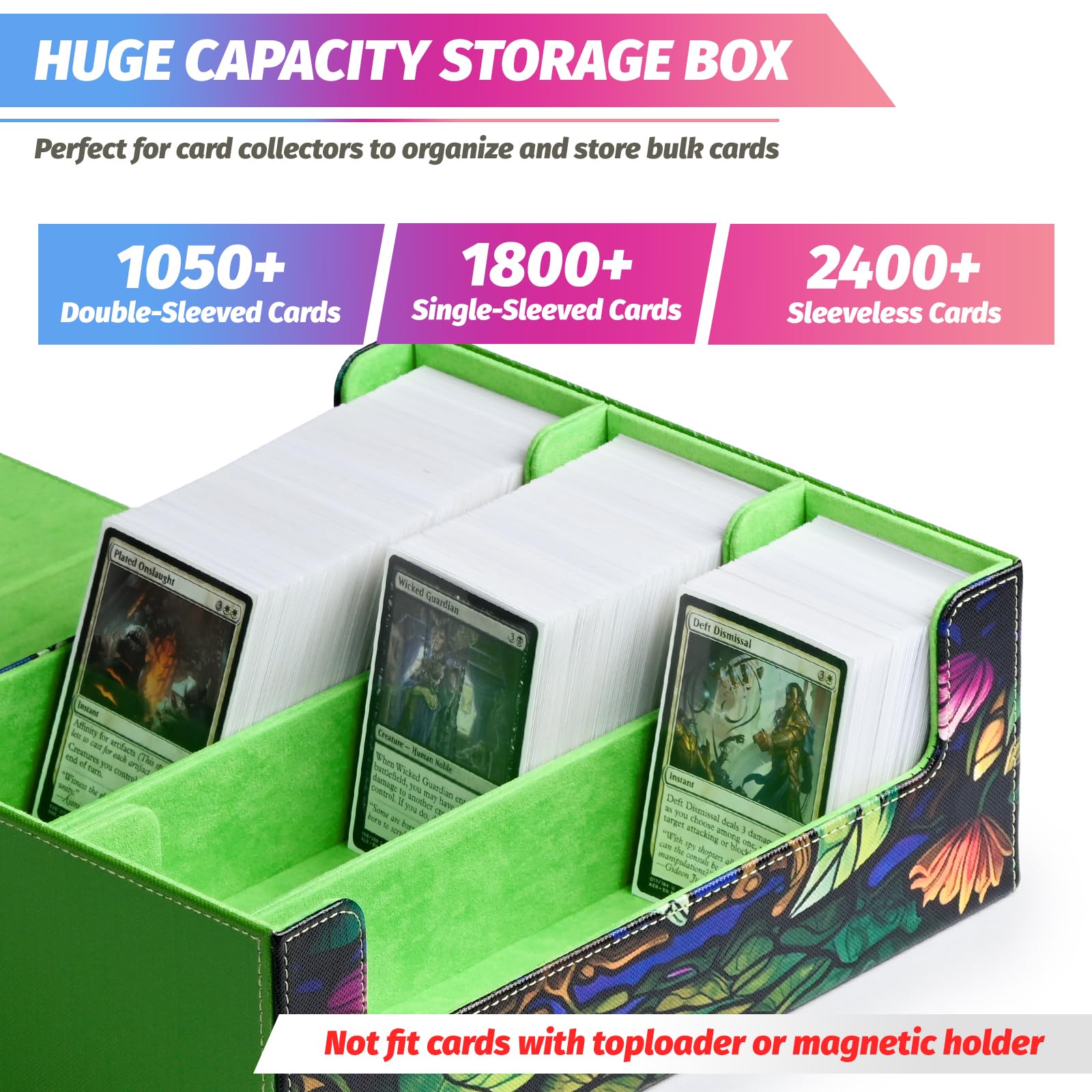 MTG Card Case MTG Card Storage Box - Holds 1800+ Cards With 10 Dividers ...