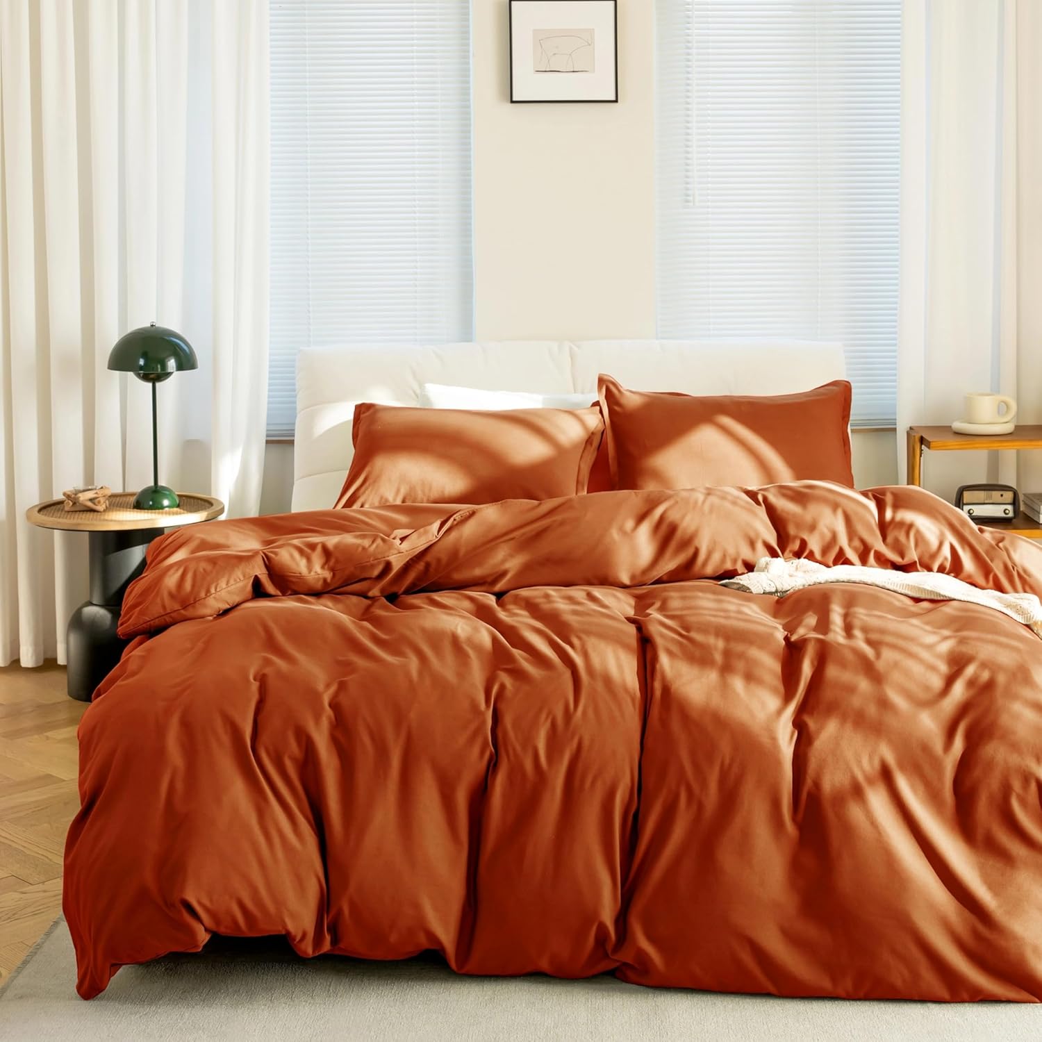 Amazon.com: KINMEROOM Burnt Orange Duvet Cover Set Twin Size, 2 Pieces ...