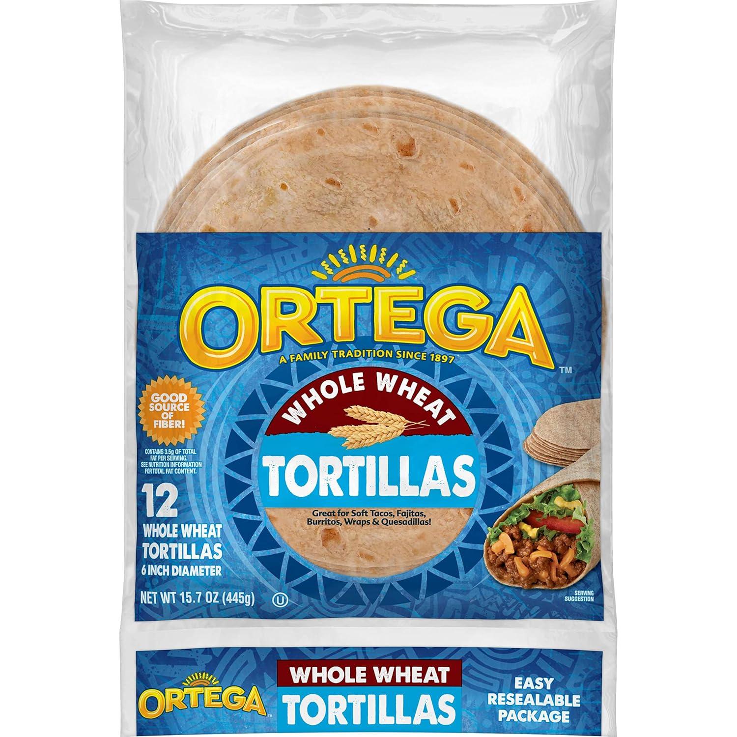 Amazon.com: Ortega Tortillas, Whole Wheat, 6 Inch, 12 Count (Pack of 12 ...