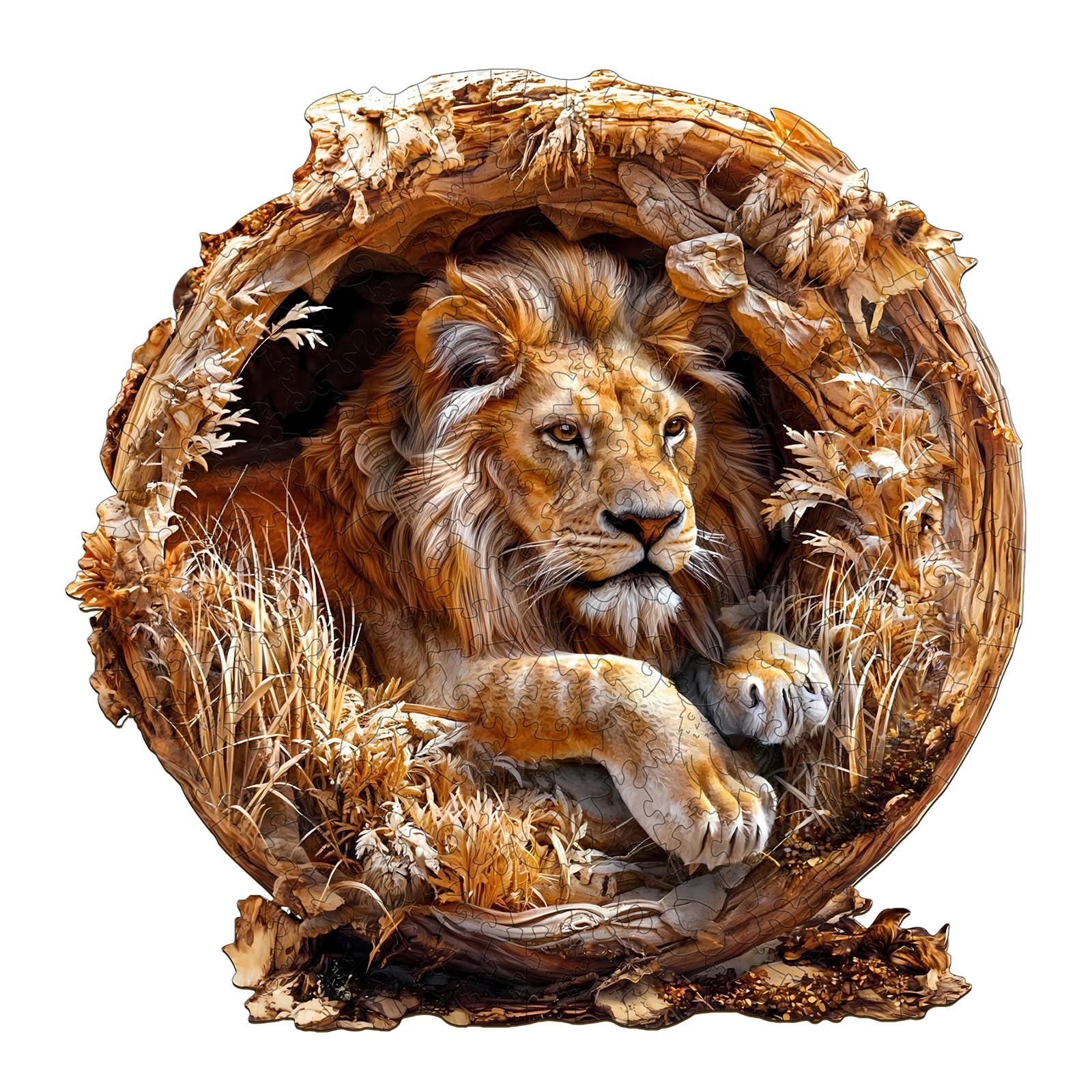 Amazon.com: KAAYEE Wooden Puzzles for Adults, 3D Vision Effect Lion ...