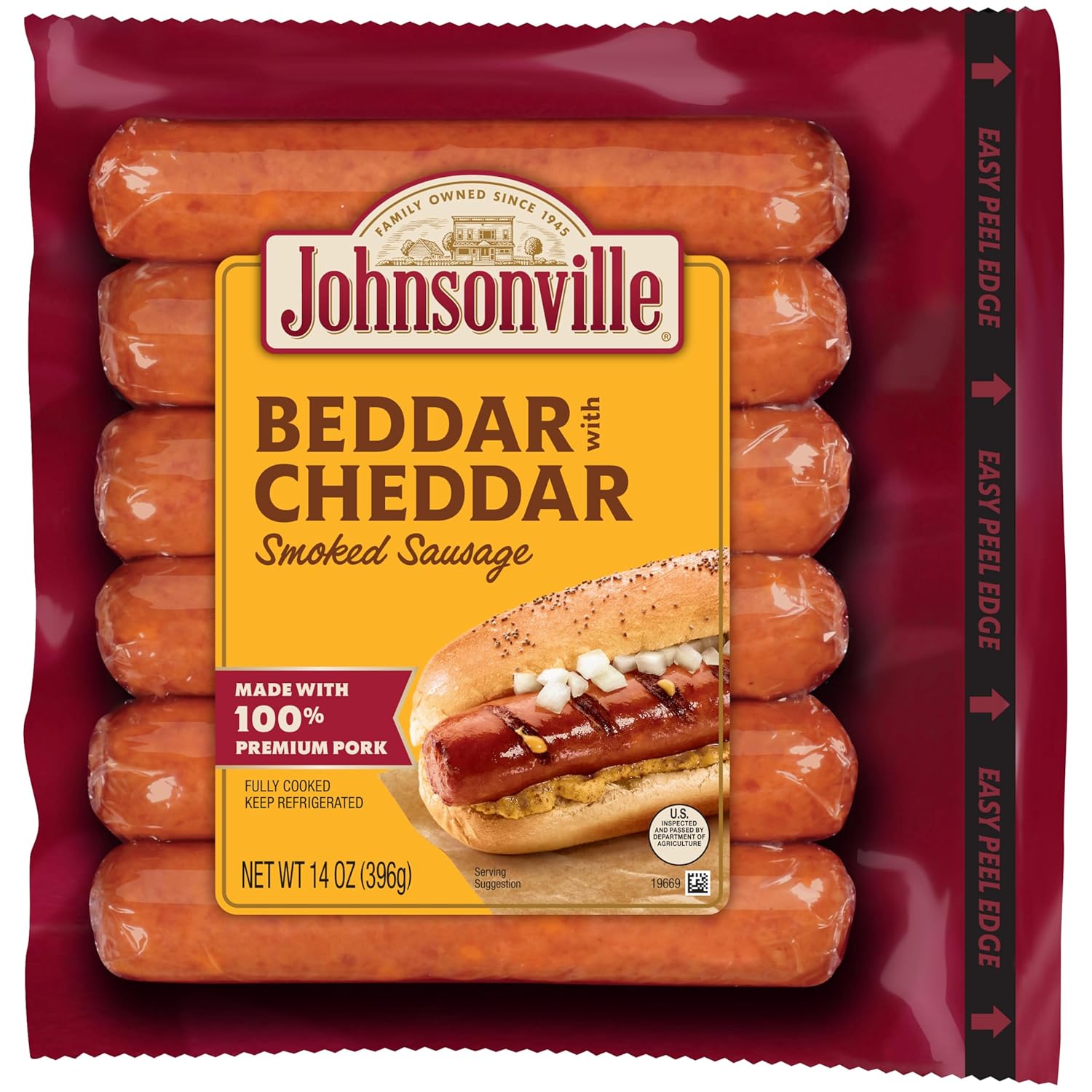 Amazon.com: Johnsonville Beddar with Cheddar Smoked Sausage, 6 Count ...