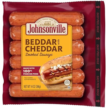 Amazon.com: Johnsonville Beddar with Cheddar Smoked Sausage, 6 Count ...
