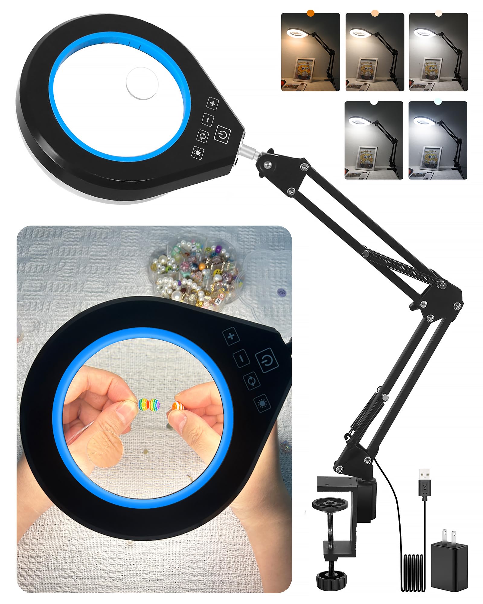 Magnifying Glass with Light, 10X & 5X Lighted Magnifying Glass ...