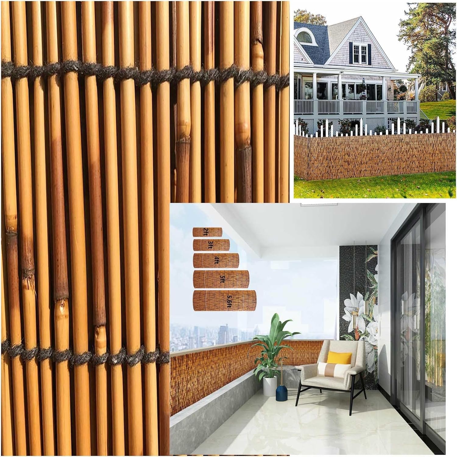 Natural Peeled Reed Fence,Bamboo Slat Fence Screen Roll Screening ...