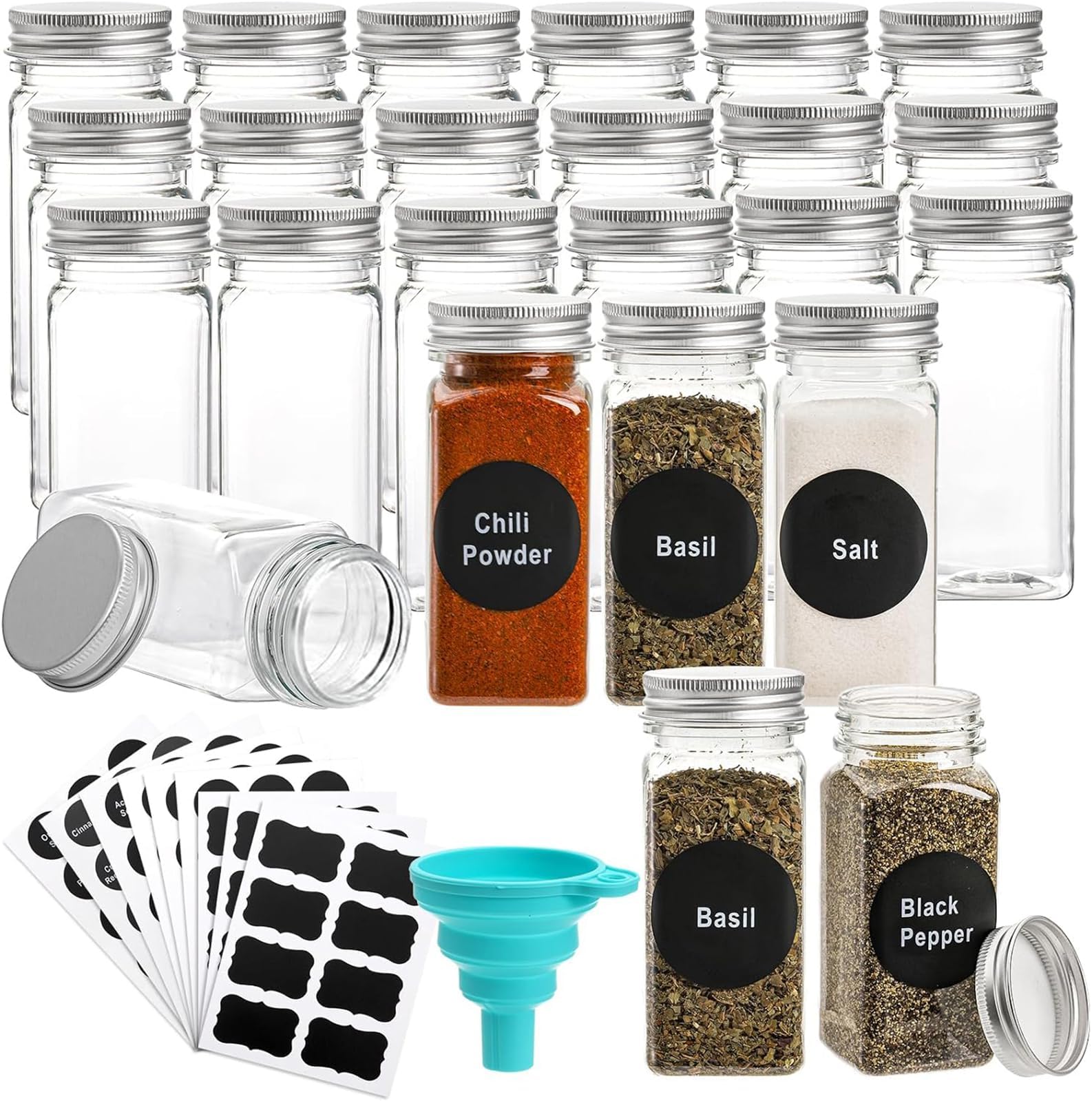 DAKFOOK 50 Pack 200ml 7oz Plastic Spice Jars with Shaker Lids, Clear ...
