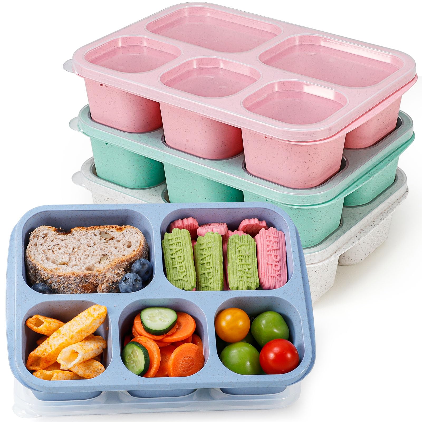 Amazon.com: Caperci Wheat Straw Bento Snack Box Containers for Adults ...
