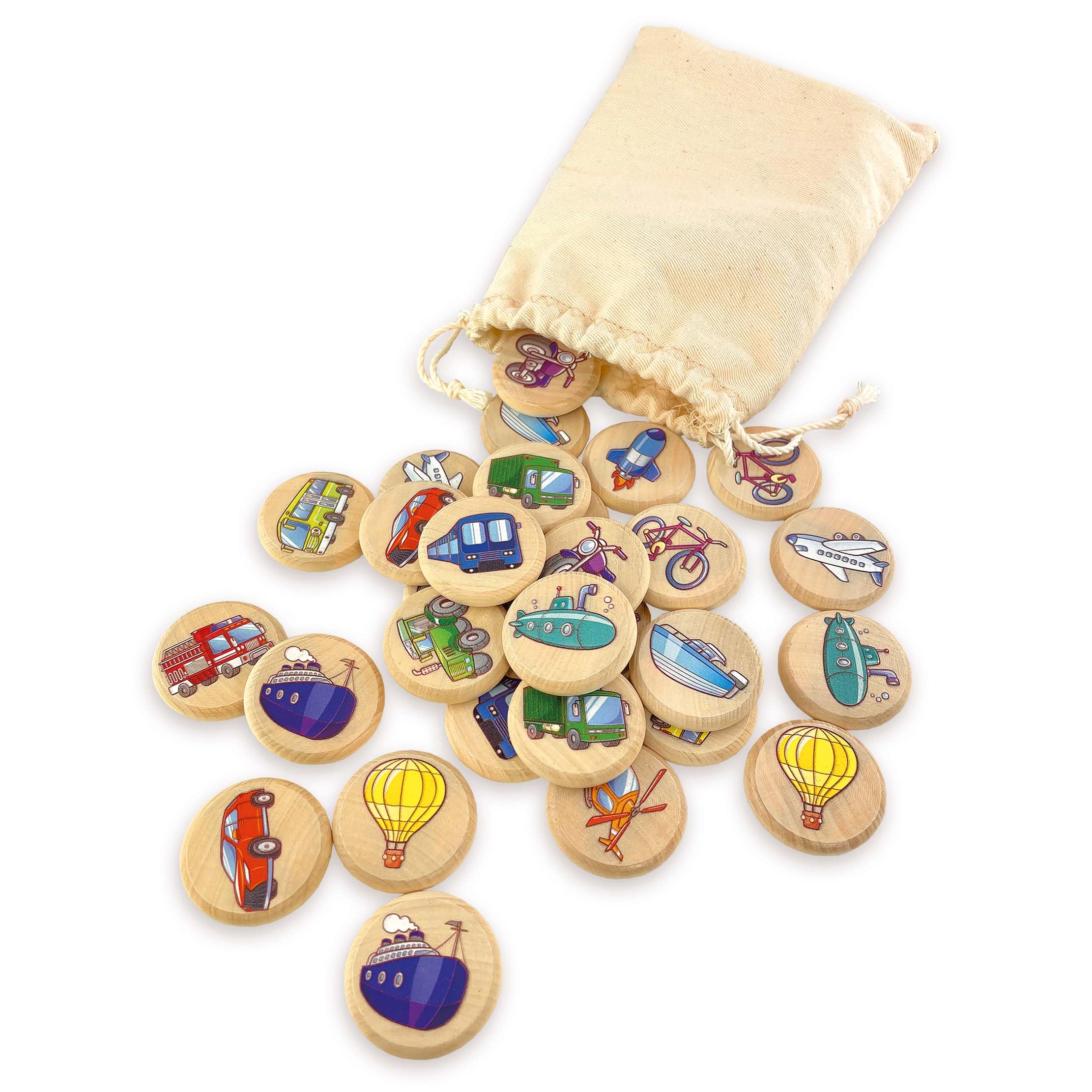 Ulanik Transport Matching Pairs Memory Game Toddler Wooden Board Games ...