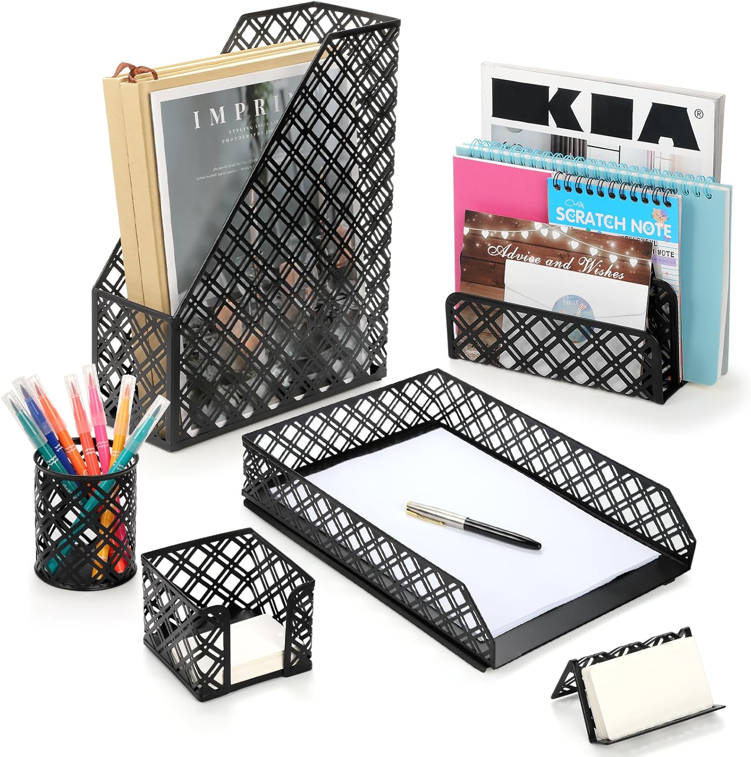 Amazon.com: Noamus Set of 6 Office Desk Organizer and Accessories ...