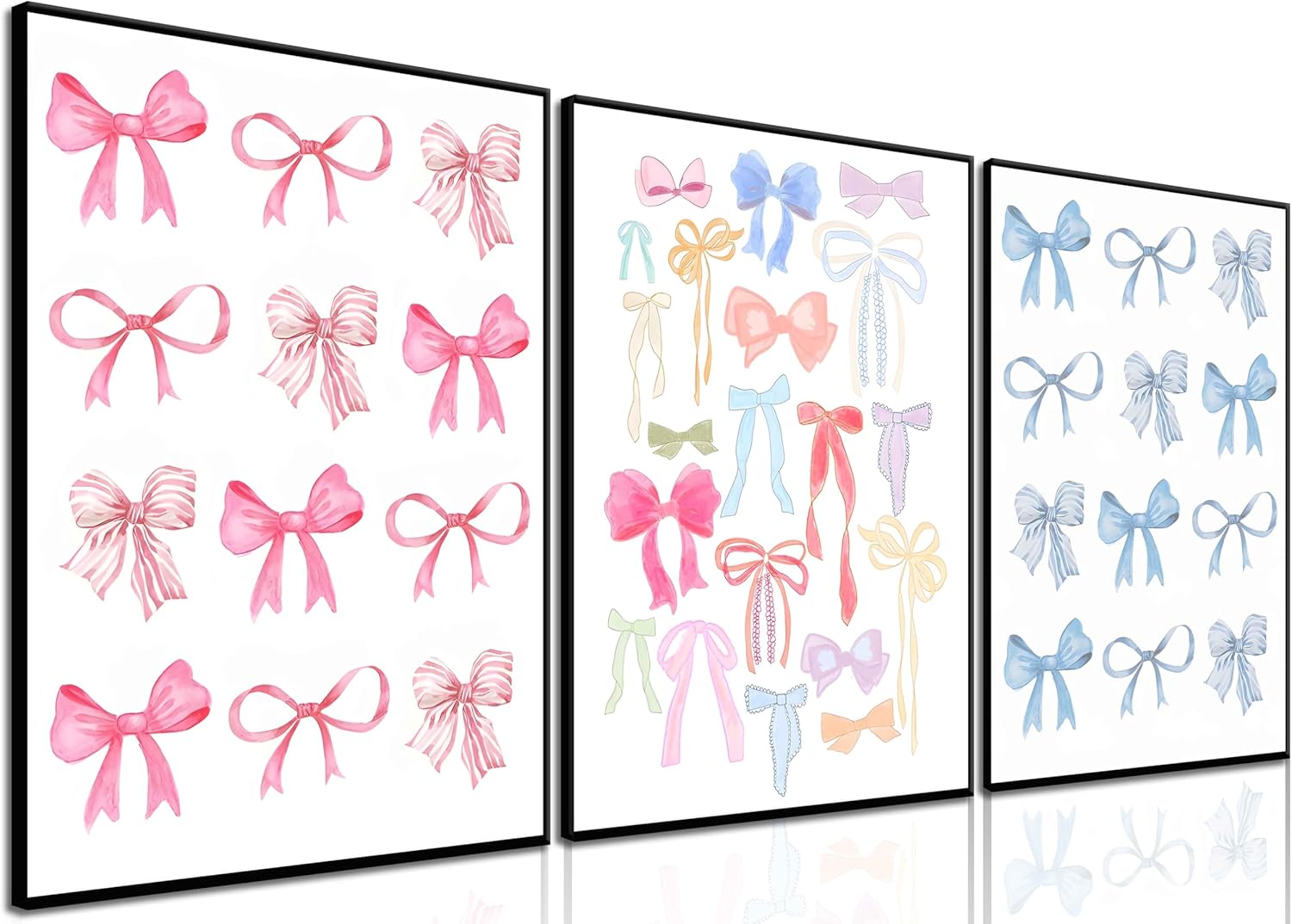 Amazon.com: 3Psc Trendy Pink Bow Wall Art Watercolor Light Pink Bow ...