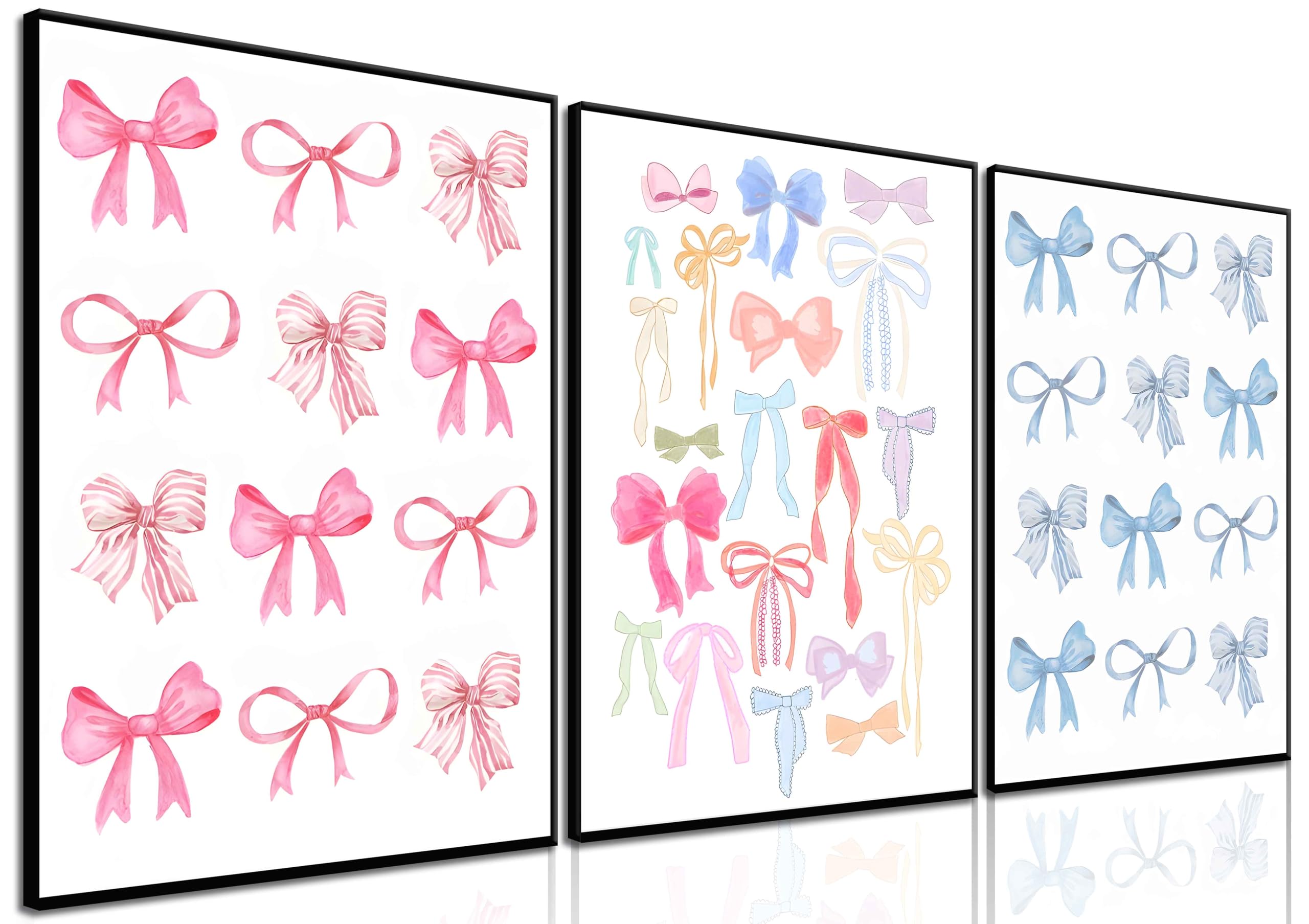 Amazon.com: 3Psc Trendy Pink Bow Wall Art Watercolor Light Pink Bow ...