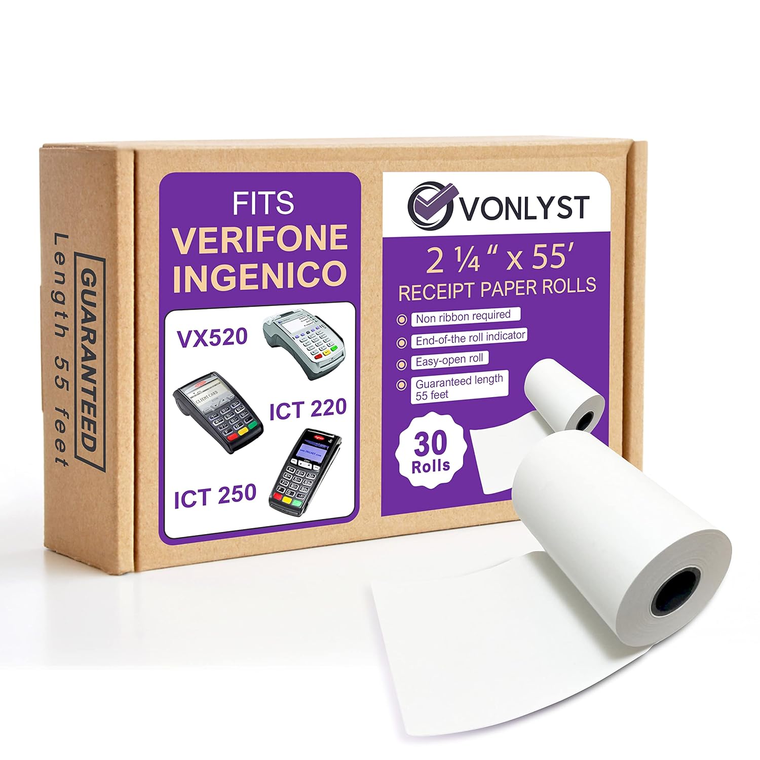 Thermal Paper Rolls 2 1 4 X 55 Verifone Vx520 Ingenico ICT220 ICT250