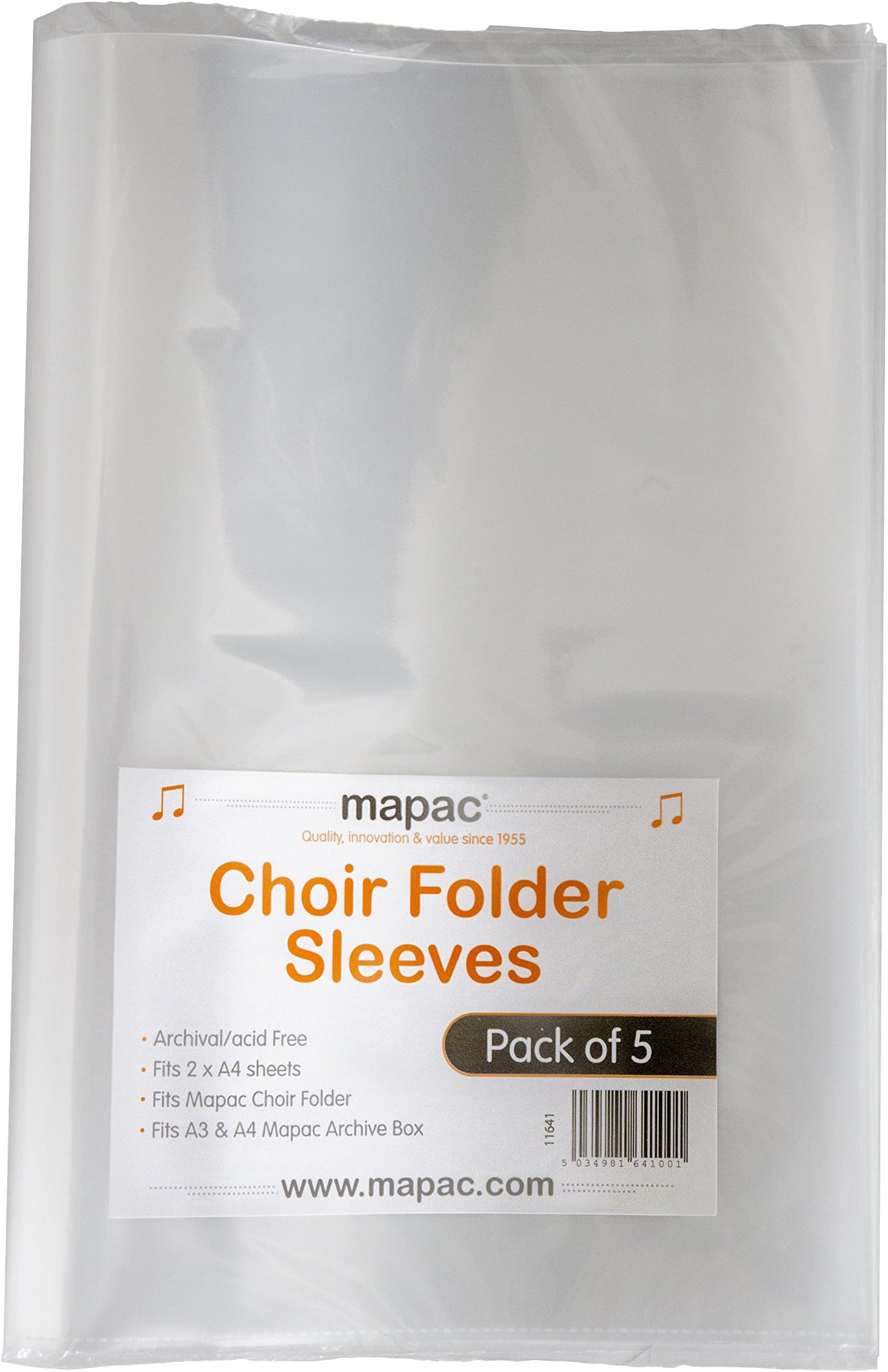 Mapac MP11630-SLEEVE Choir Folder Plastic Sleeves, Set of 5 Pieces ...