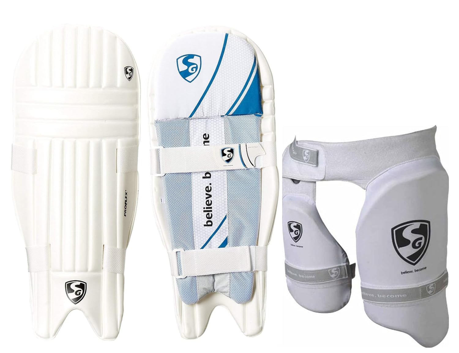 SG Batting Legguard ThighGuard Kit (1 Pair Proflex Legguard + 1 Piece ...