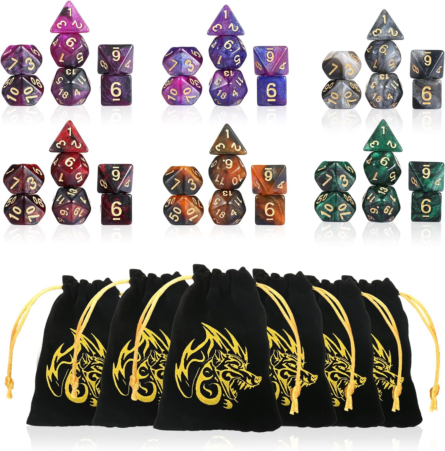 Amazon.com: Encham 42 Pieces DND Dice Set, Polyhedral Dice with Animals ...