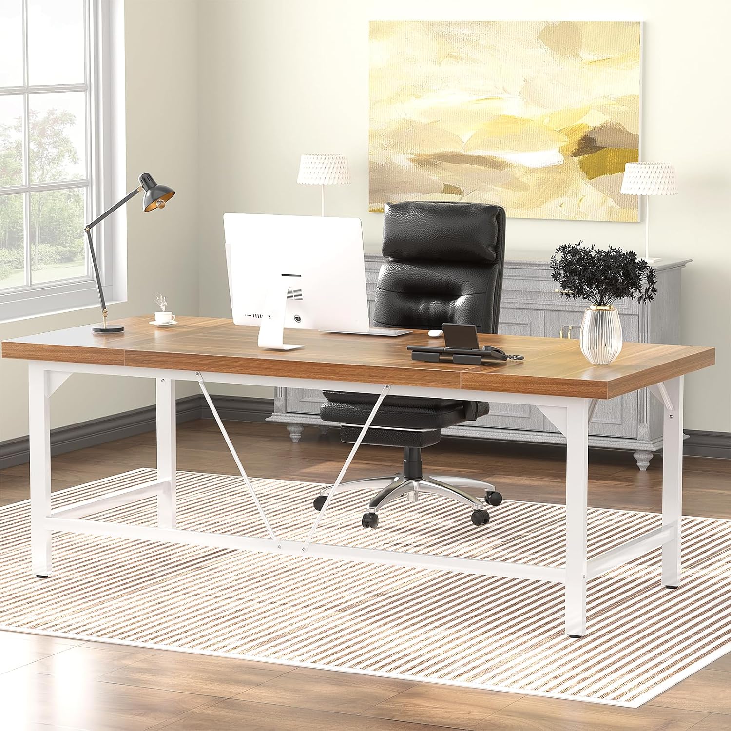 Amazon.com: Unikito 70.8 Inch Extra Long Computer Desk, Heavy Duty ...