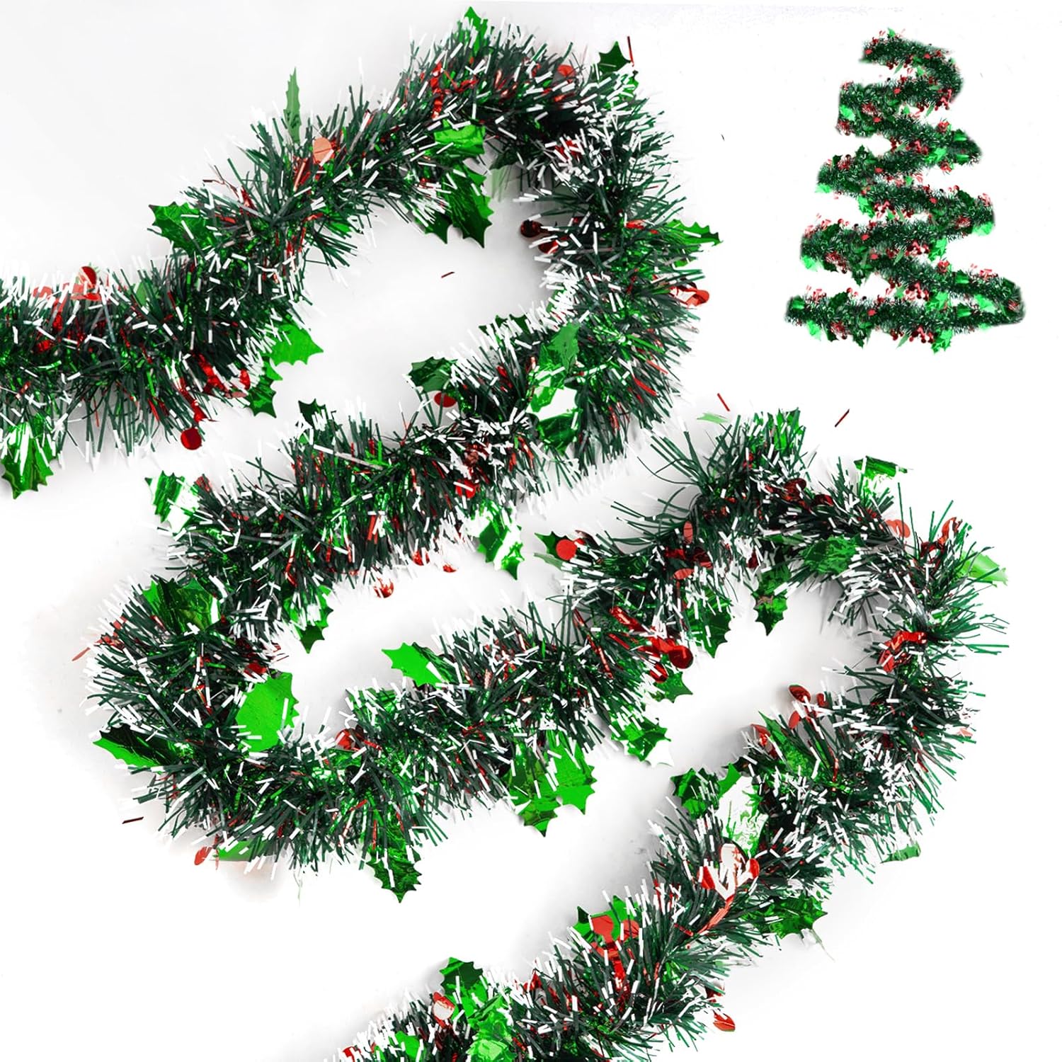 G2PLUS 10 m Christmas Tree Garland Glitter: 9 cm Christmas Garland ...