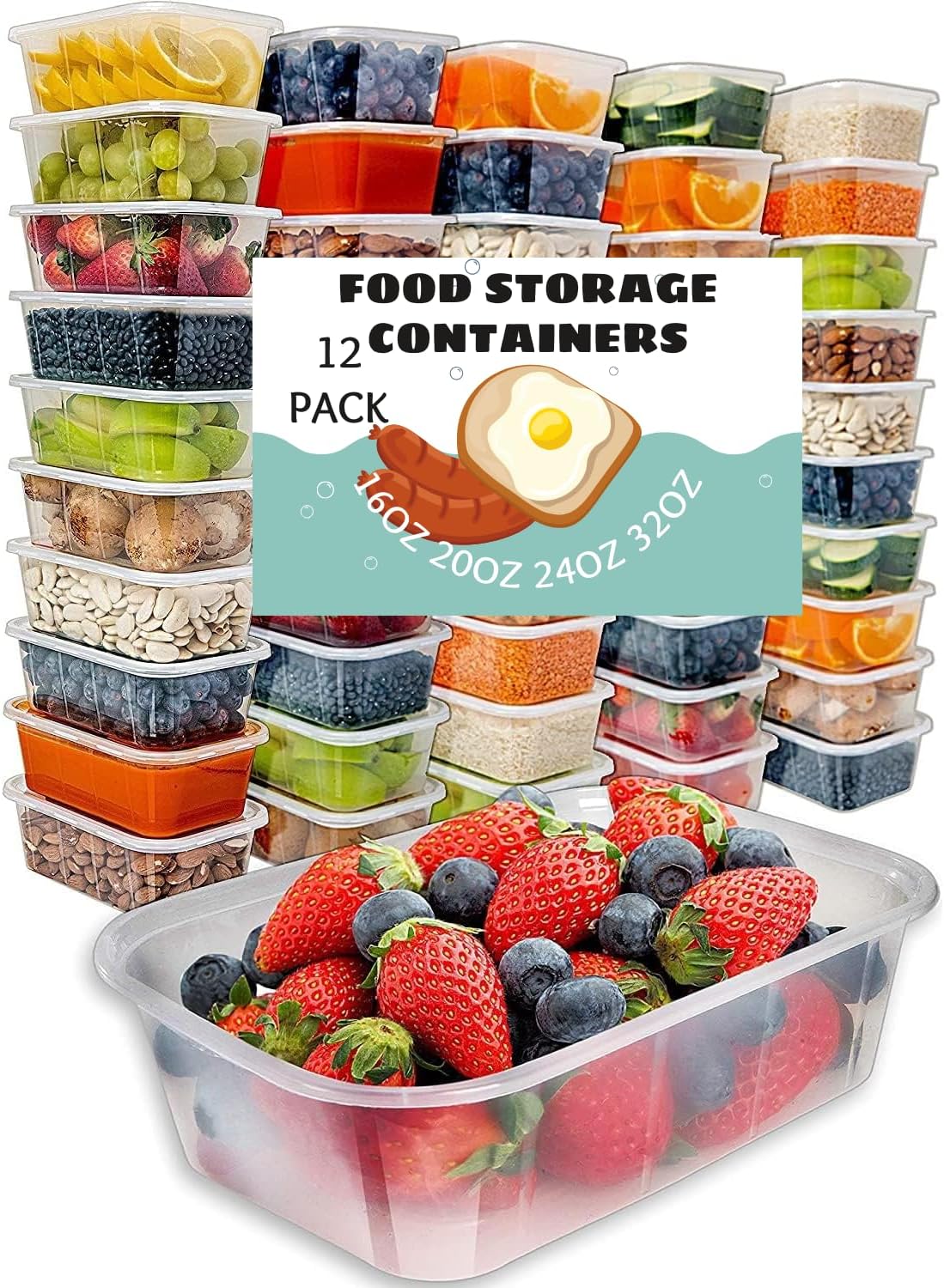 Amazon.com: FAMASTON Food Storage Containers Rectangular with Lids 20oz ...