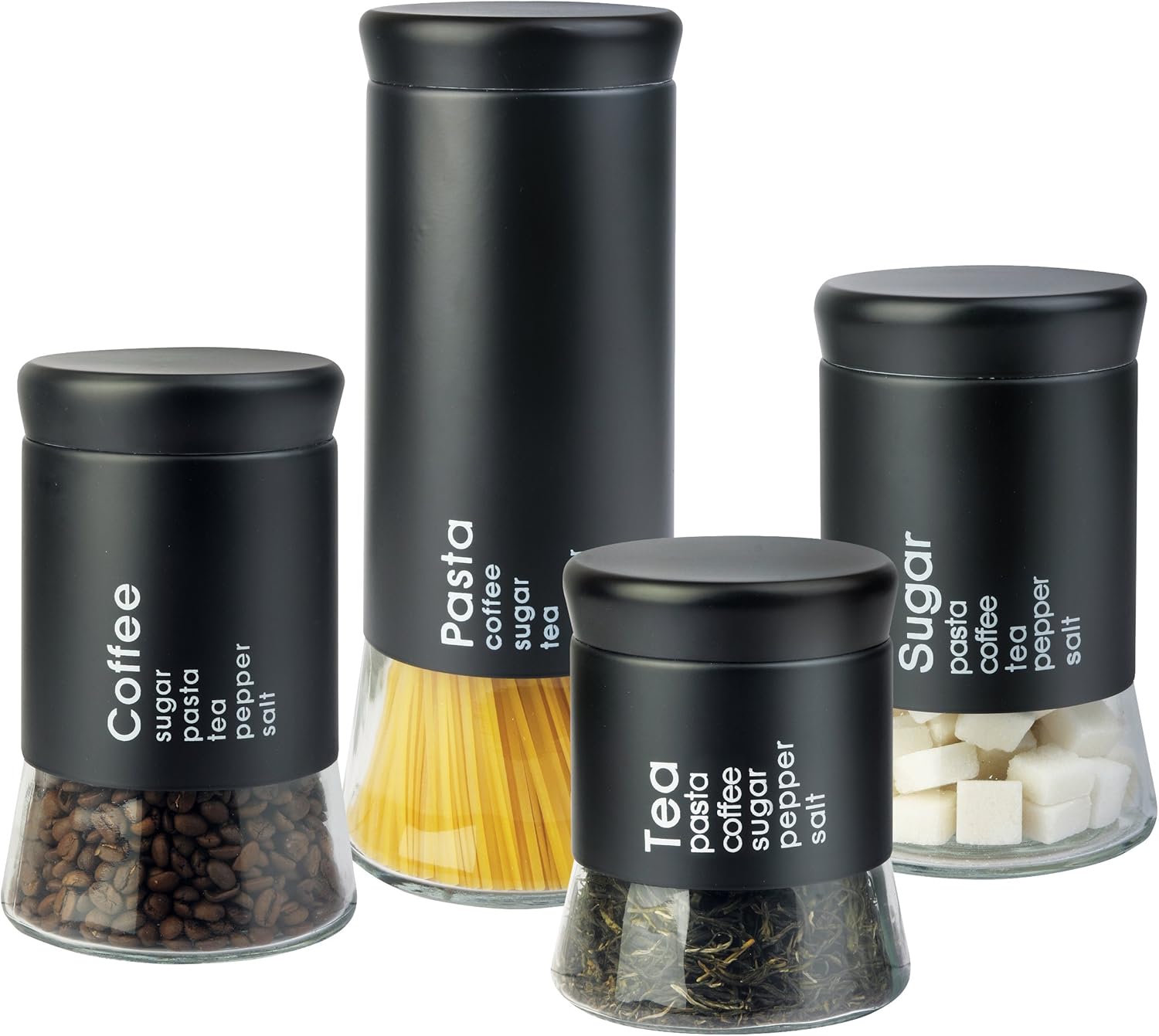 Amazon.com: Home Basics 4-Piece Glass Canister Set : Home & Kitchen