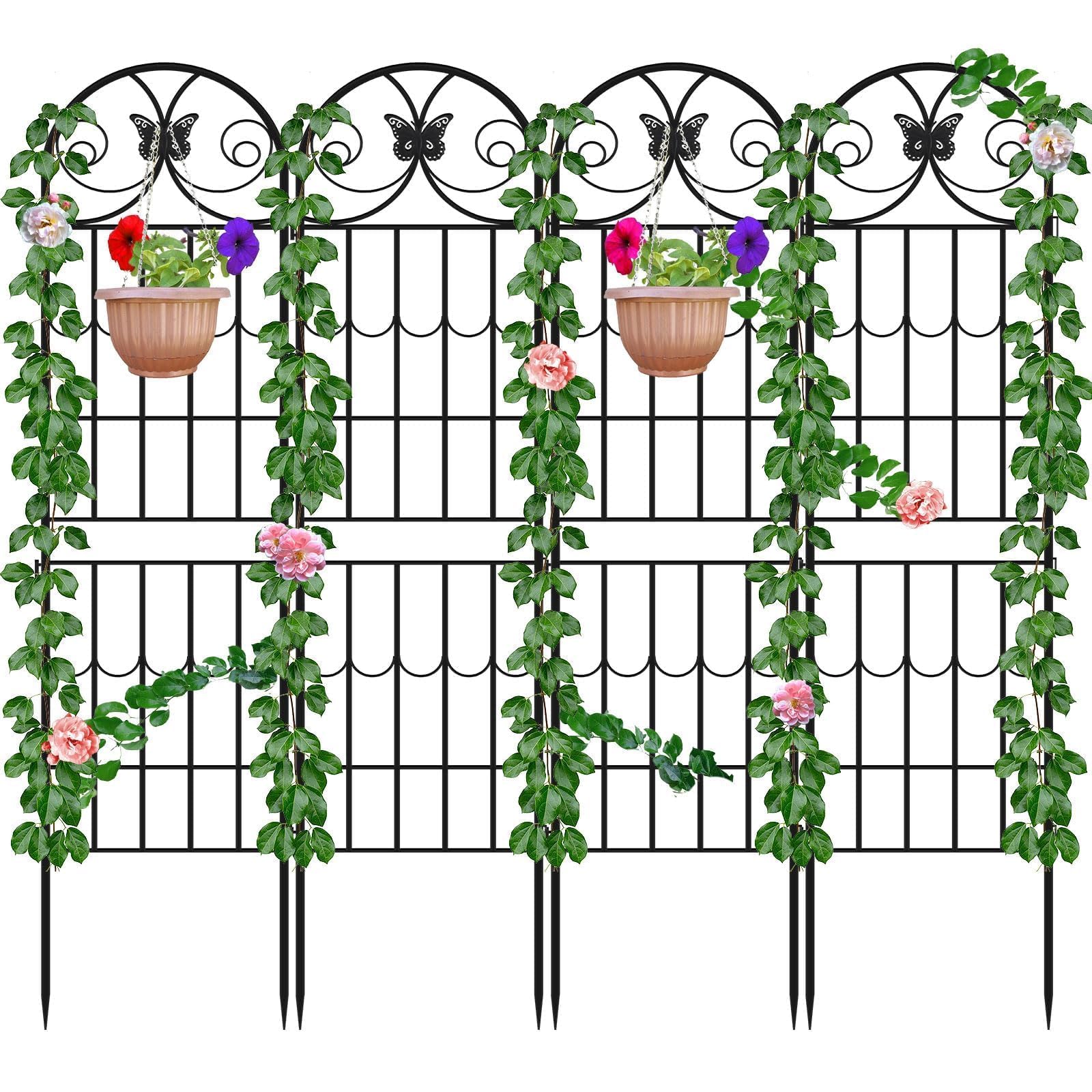 88”H Metal Garden Trellis for Climbing Plants Outdoor, Kalolary 4PCS ...