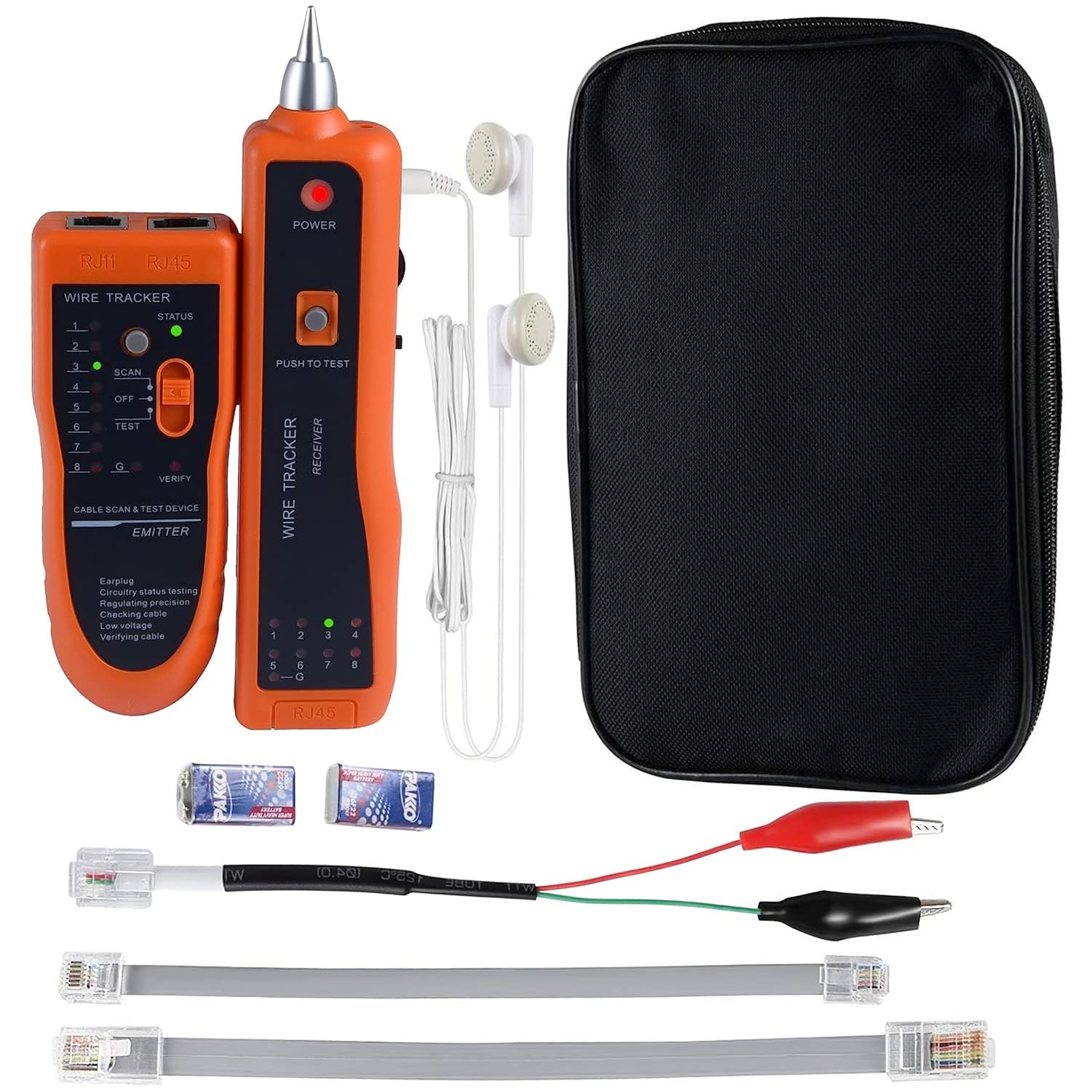COOLCOLD Ethernet Network Cable Tester Kit RJ11 RJ45 CAT5/5e CAT6 LAN ...