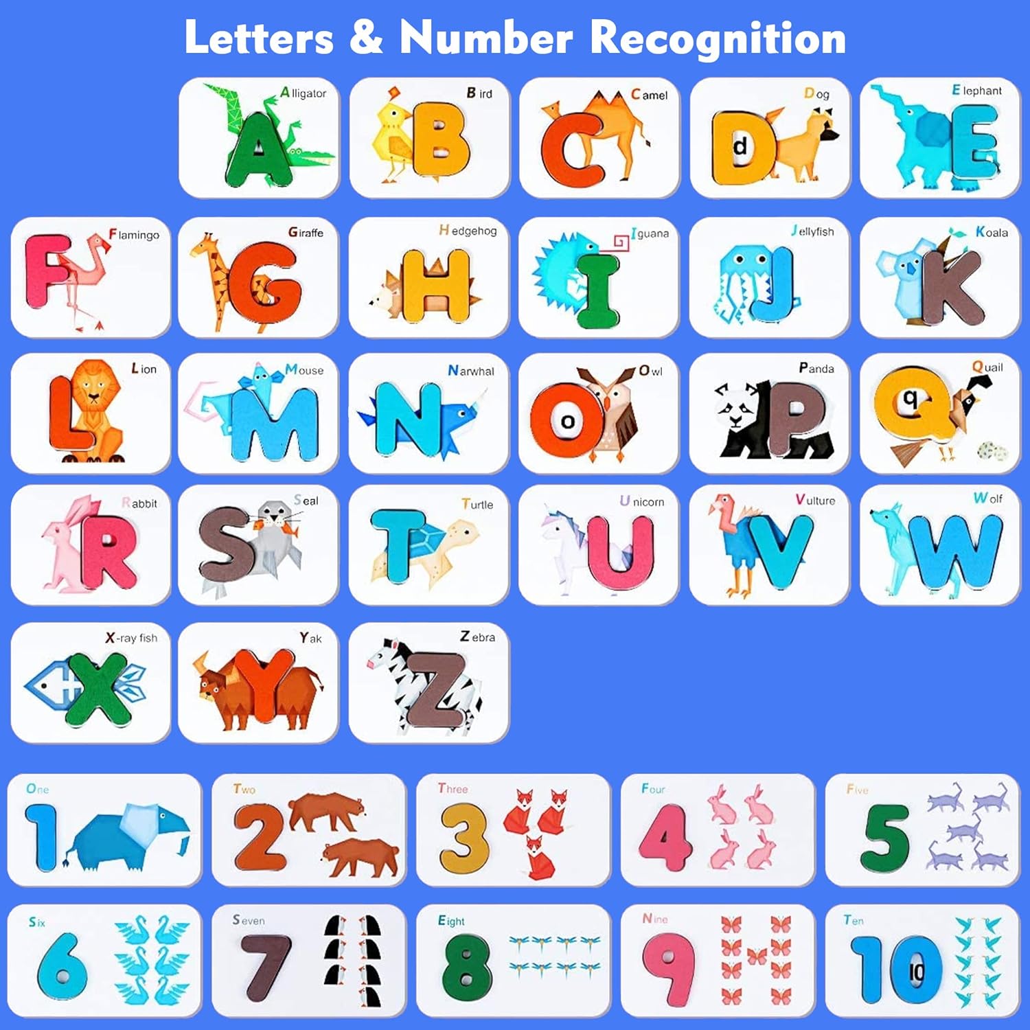 SUNYPLAY Tarjetas flash de números del alfabeto para niños pequeños de ...