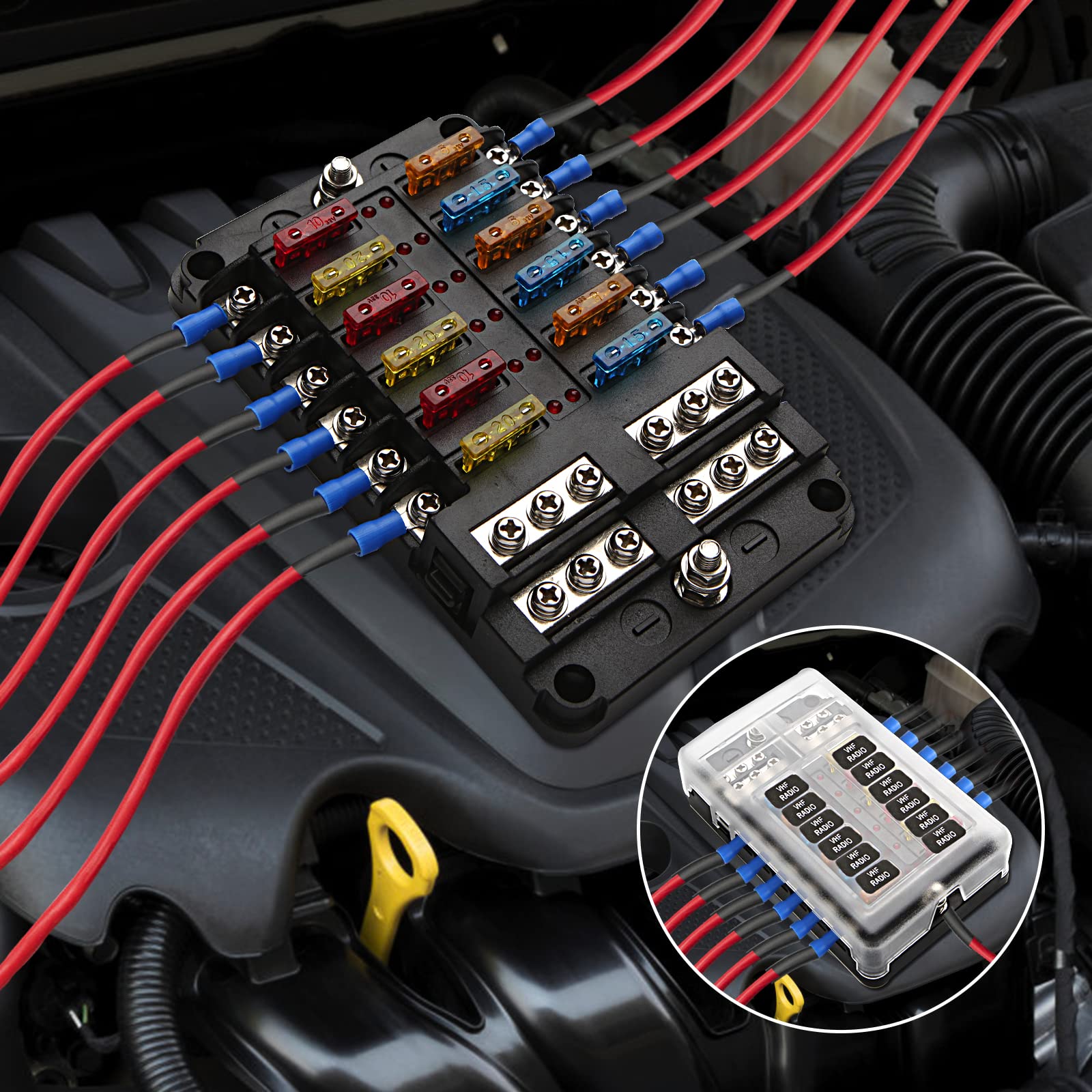 Snapklik.com : 12 Way Fuse Block Waterproof Marine Fuse Holders